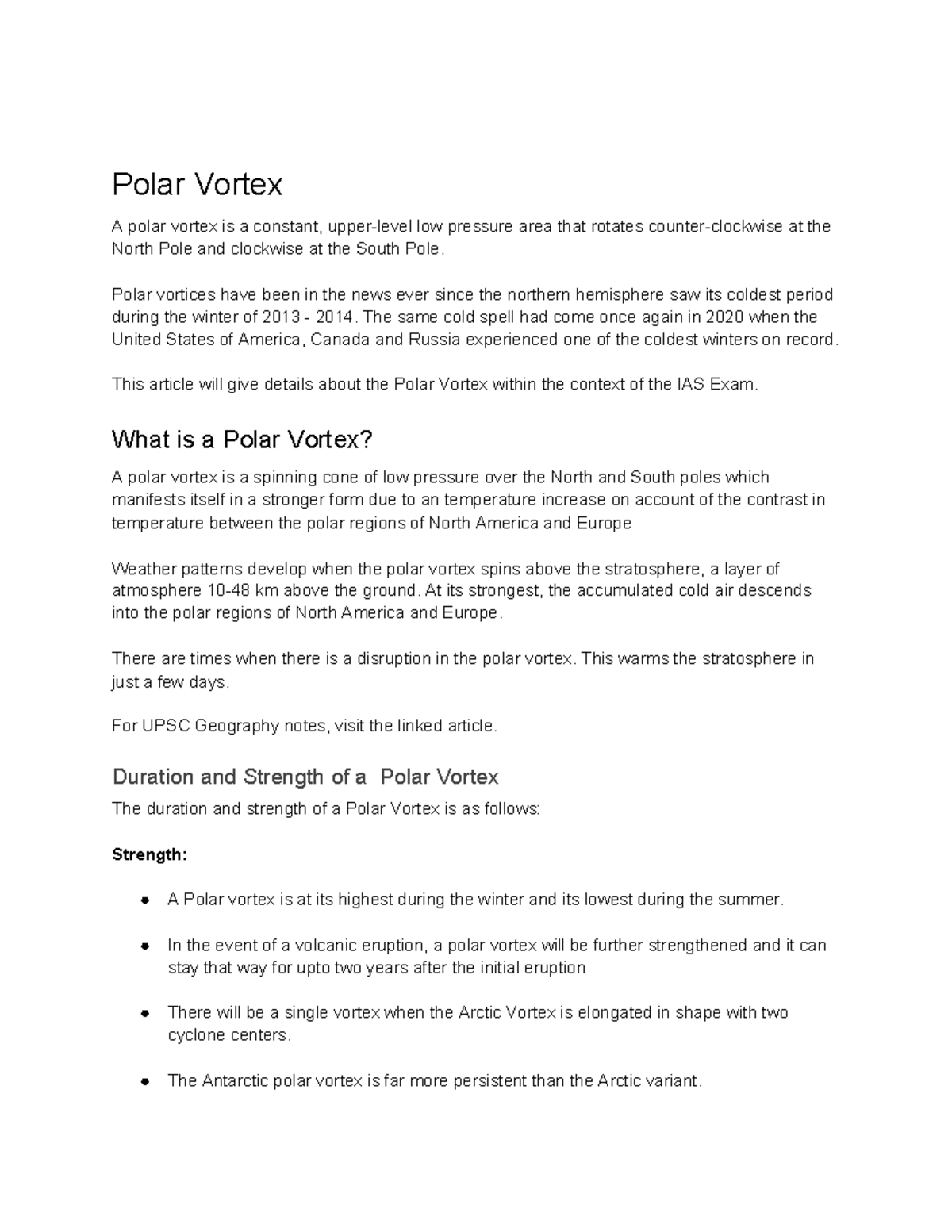 Polar-Vortex - Lecture notes - Polar Vortex A polar vortex is a ...