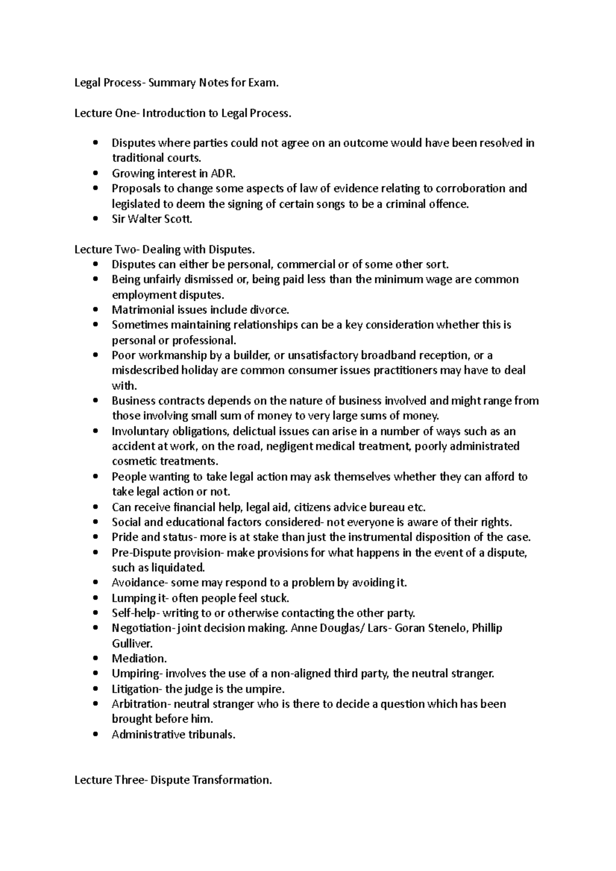 Legal Process Exam Notes - Legal Process- Summary Notes for Exam ...