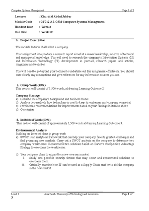 CSA Group 8 - Csa assignment - MEMBER’S NAME: KULJEET SINGH A/L DARSHAN SINGH (TP062844) SAIF ...