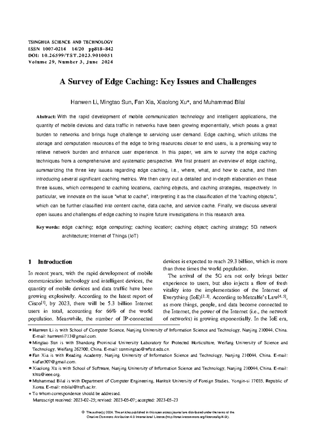 A Survey of Edge Caching Key Issues and Challenges - Edge caching ...