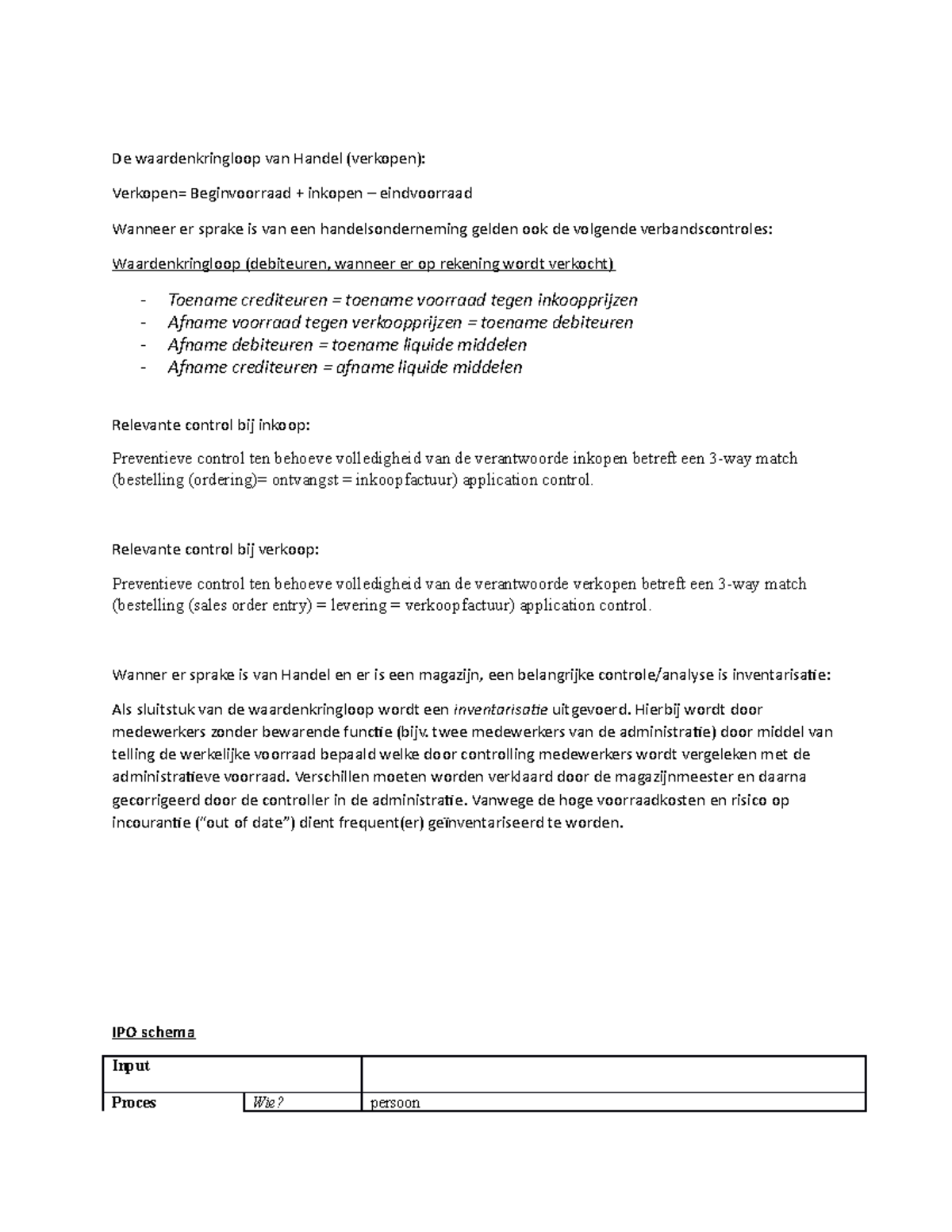 Samenvatting toets OBIS - De waardenkringloop van Handel (verkopen ...