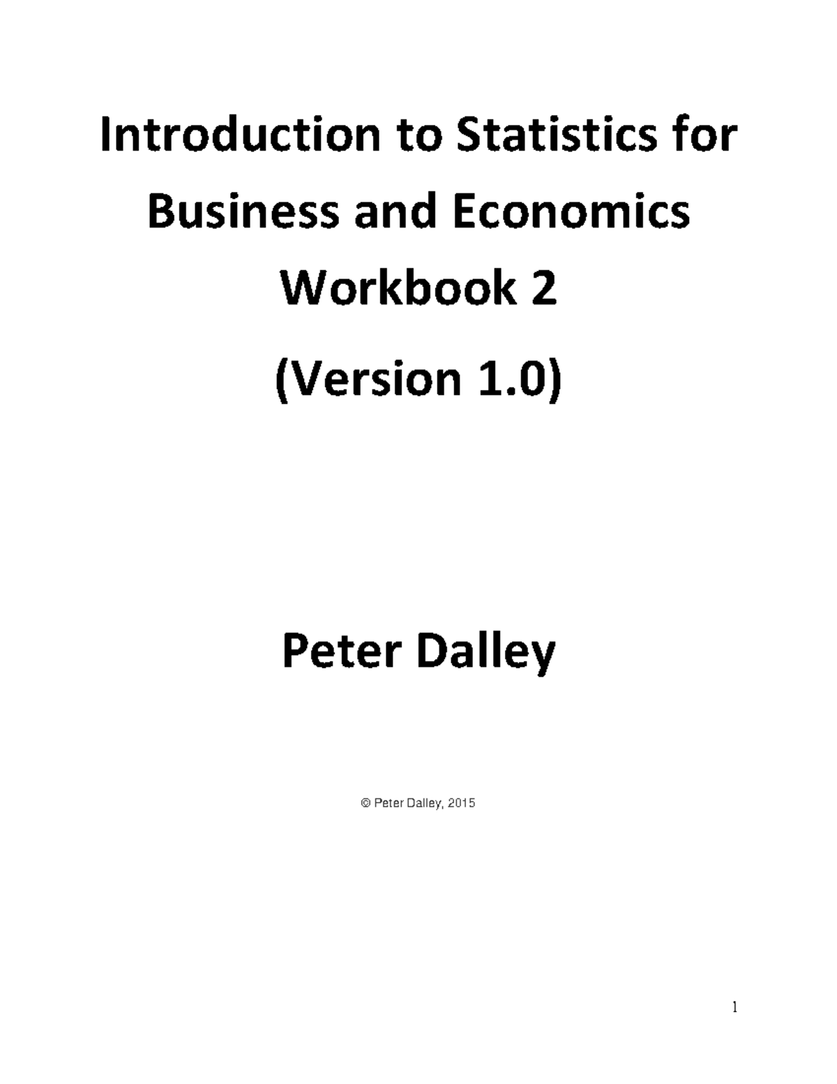 Statistics Two Workbook V1 - Introduction to Statistics for Business ...