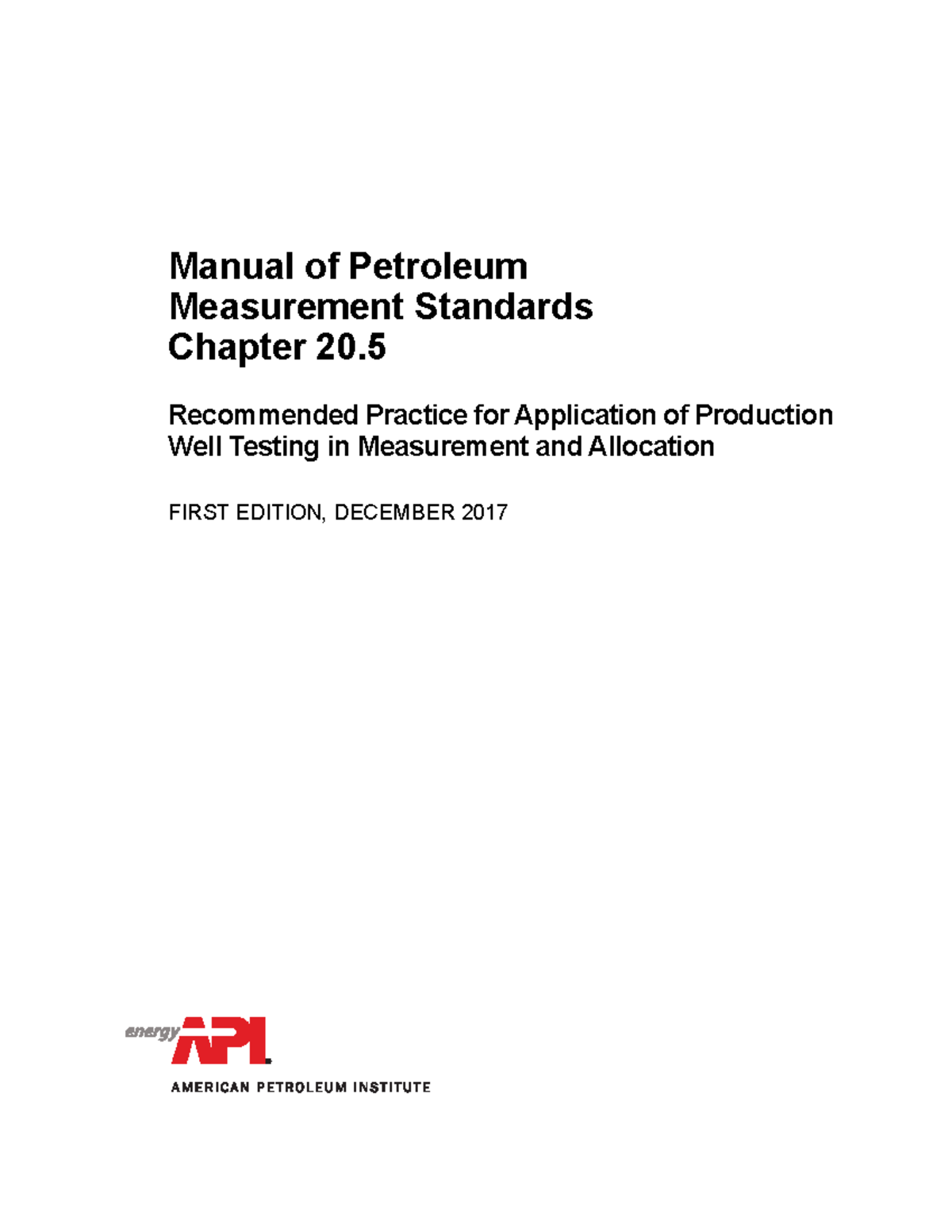 API MPMS 20 - Manual of Petroleum Measurement Standards Chapter 20 ...