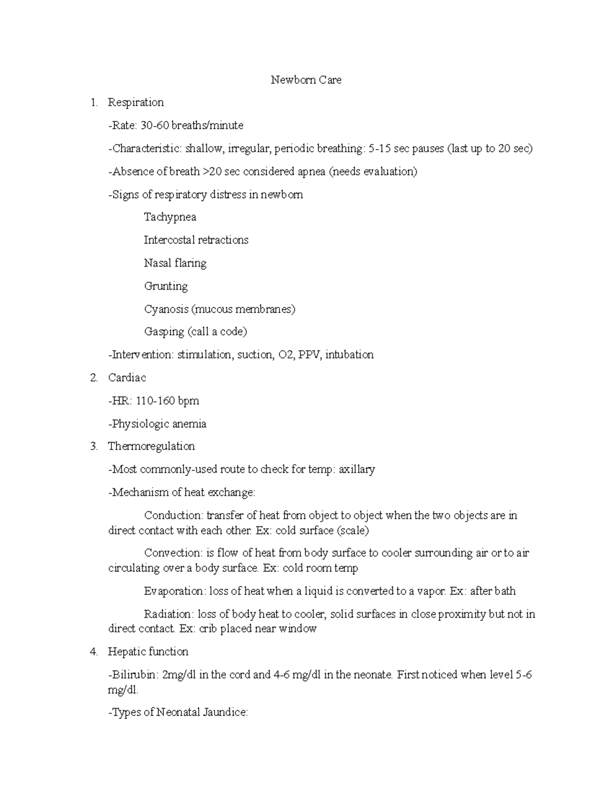 Newborn Care - Newborn Care Respiration -Rate: 30-60 breaths/minute ...