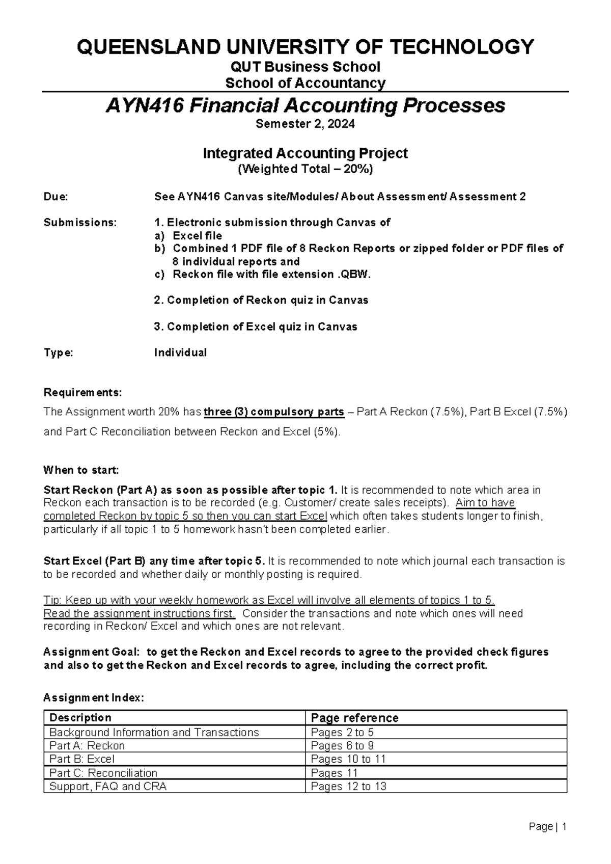 AYN416 Sem 2 2024 Assignment Task Sheet - QUEENSLAND UNIVERSITY OF ...
