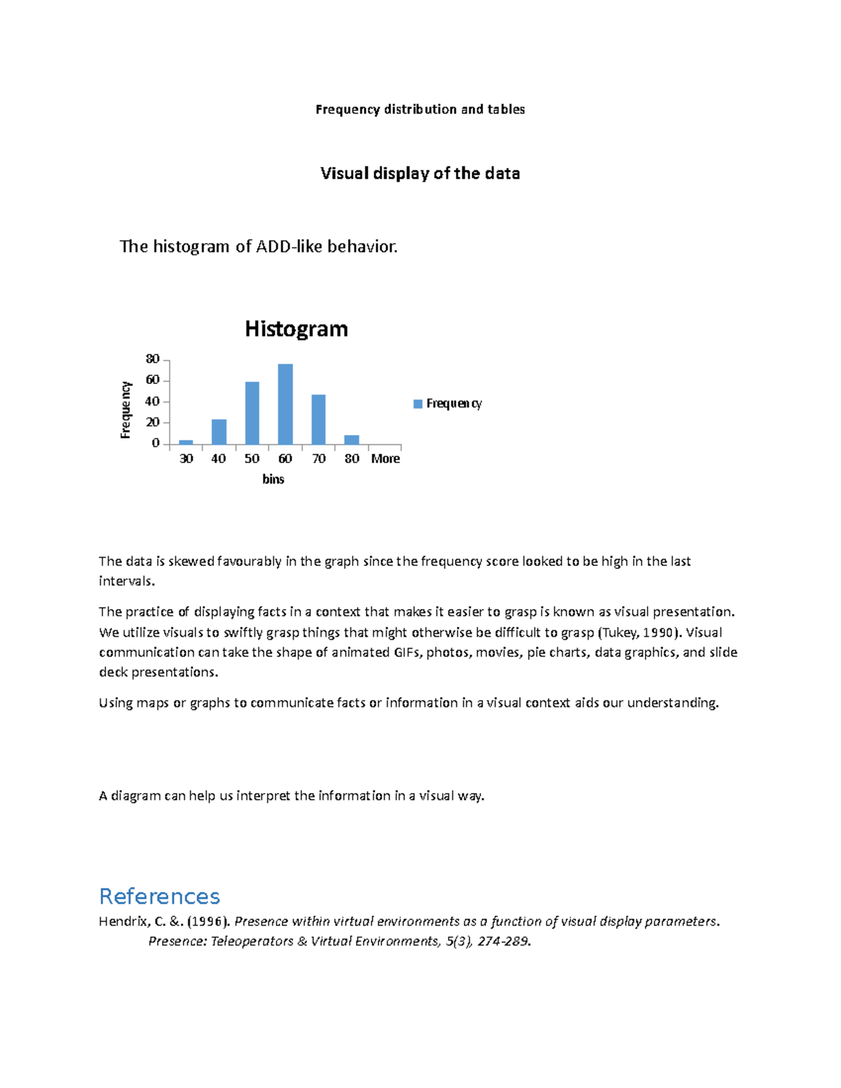 WK2 Assignment - Frequency distribution and tables Visual display of the data The histogram of ...