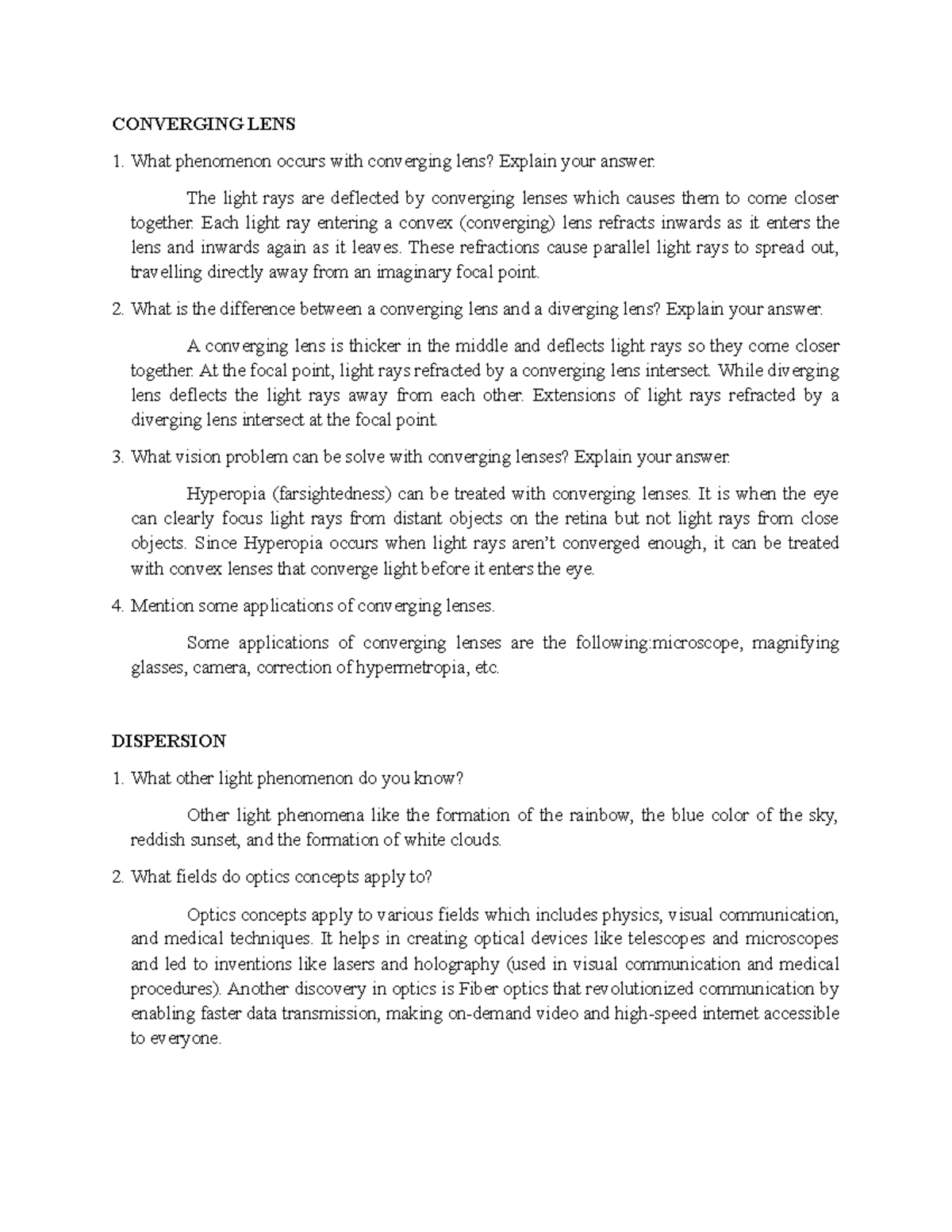 P6-study-ques - note - CONVERGING LENS What phenomenon occurs with ...