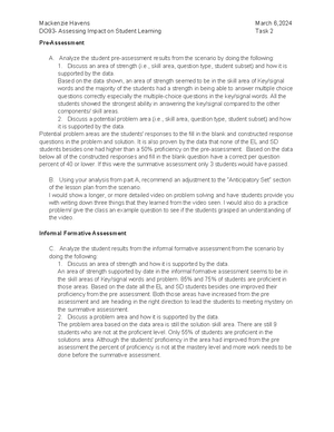 Class 8 task 3 attempt 2 - Introduction to Curriculum, Instruction and Assessment Task 3 A ...