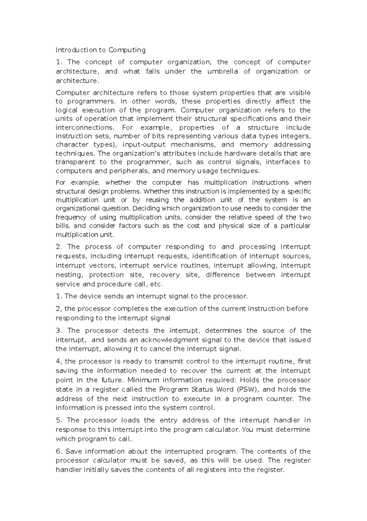 Introduction to Computing CS281 - Introduction to Computing The concept ...