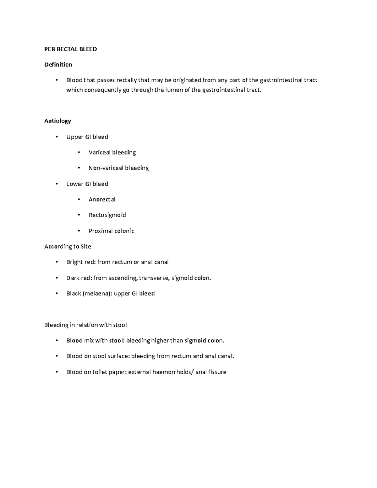 PER Rectal Bleed - Summary Essential Surgery - PER RECTAL BLEED ...