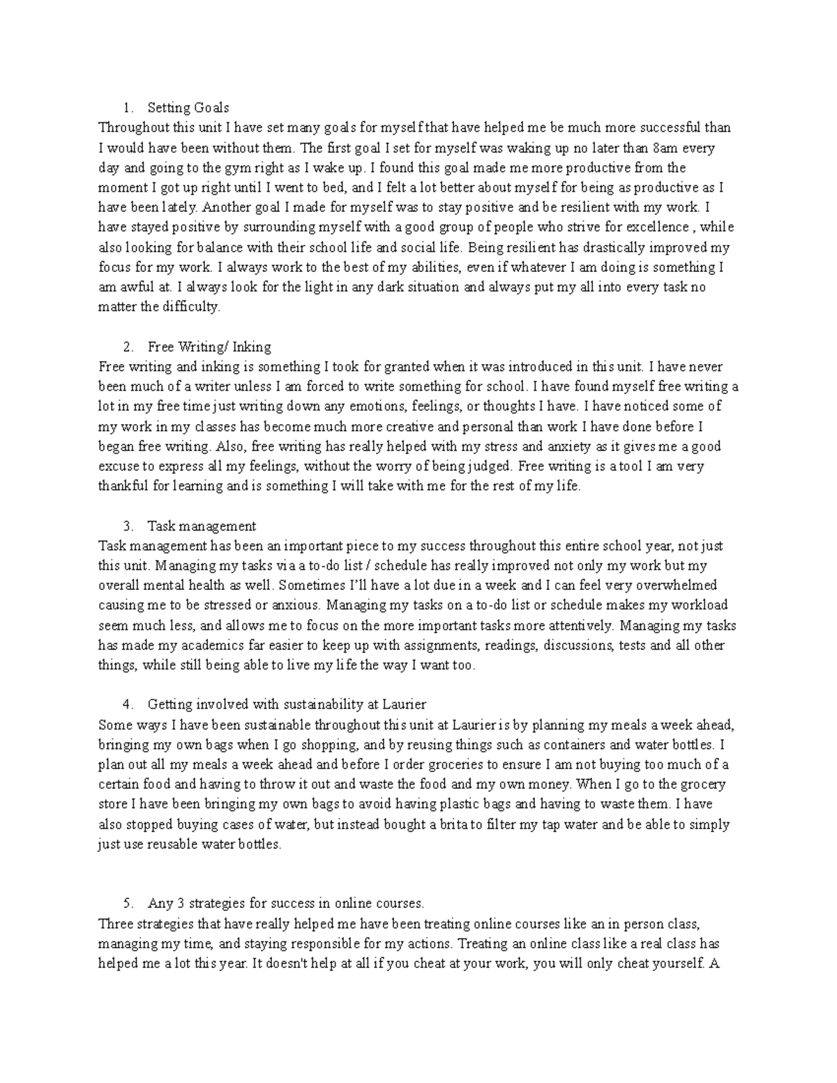 Unit 3 Reflection good copy - Af105 - WLU - Studocu