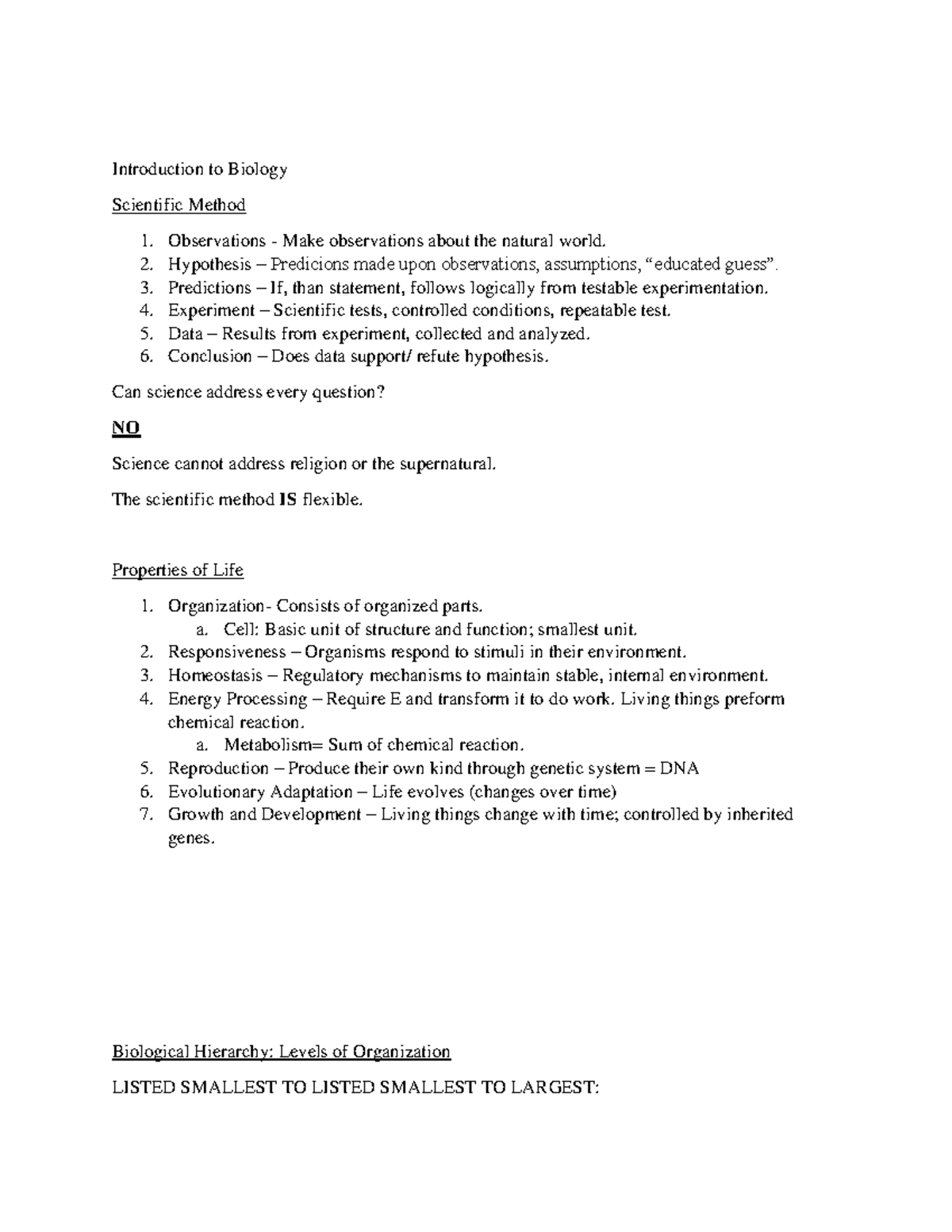 Concepts of Biology - Introduction to Biology Scientific Method ...