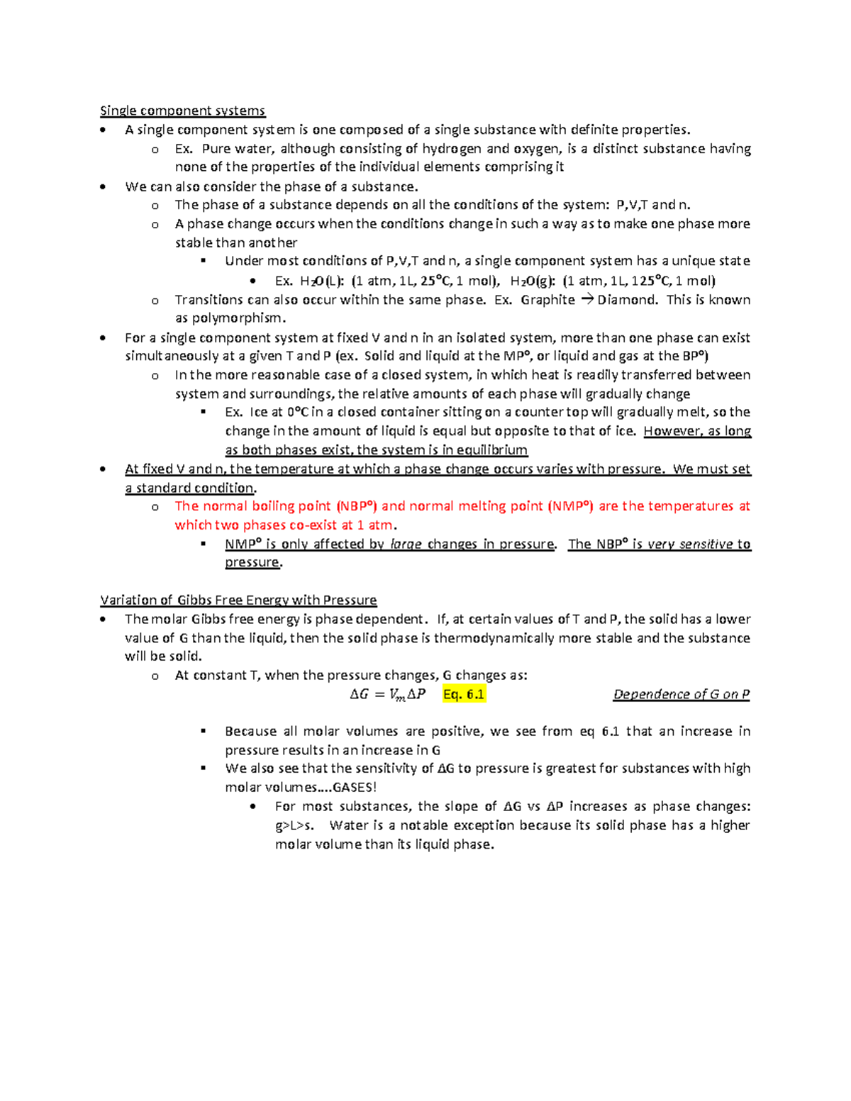 Phase Equilibria - An overview of single-component systems. Discusses variations of Gibbs free ...