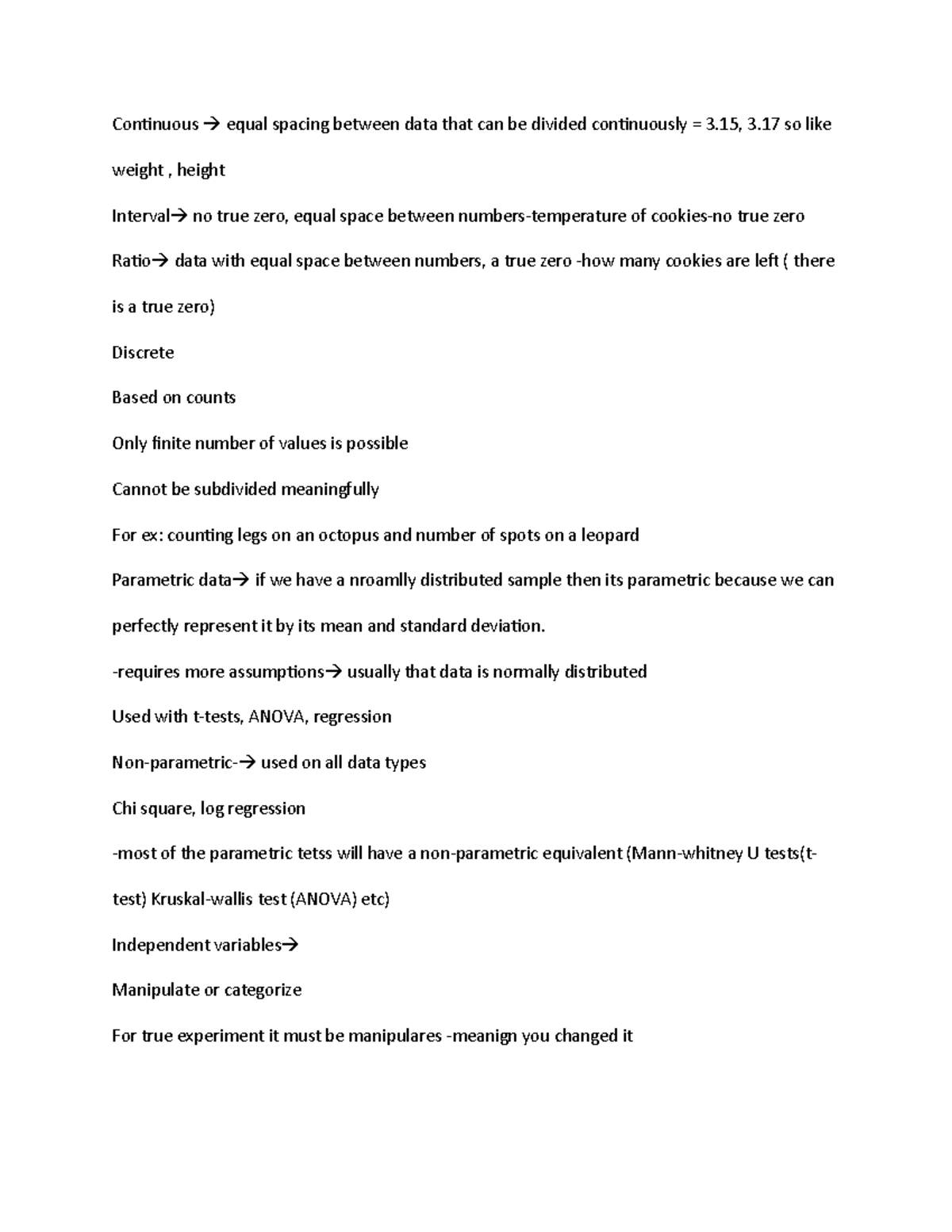 Psyc 316 class1 notes - Continuous equal spacing between data that can ...