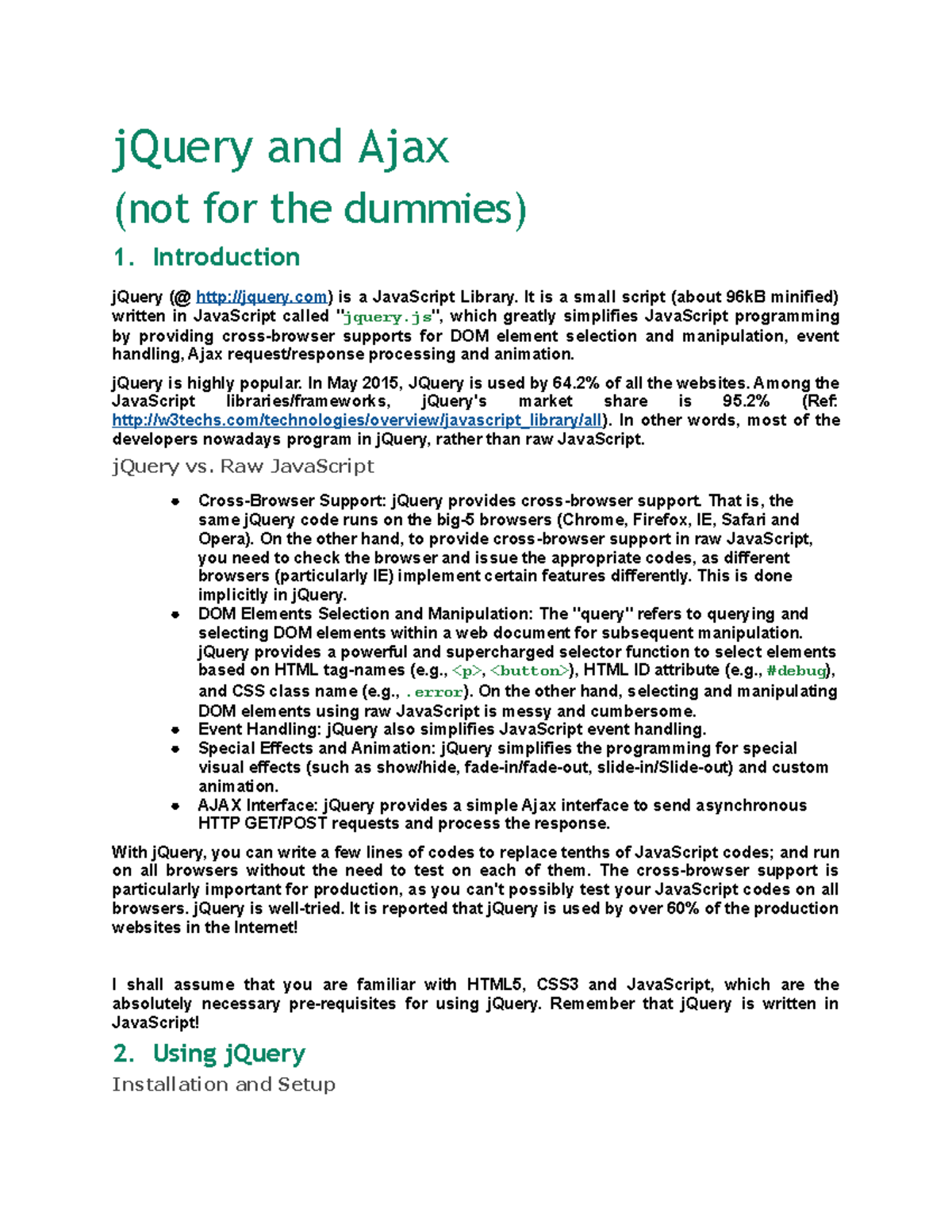 Java Basics 19 Jquery And Ajax Not For The Dummies 1 Introduction