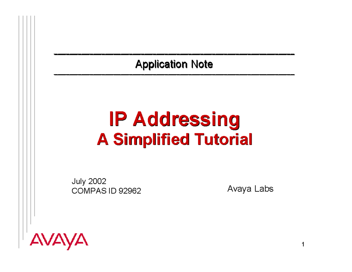0087 course ip addressing tutorial - IP Addressing A Simplified ...