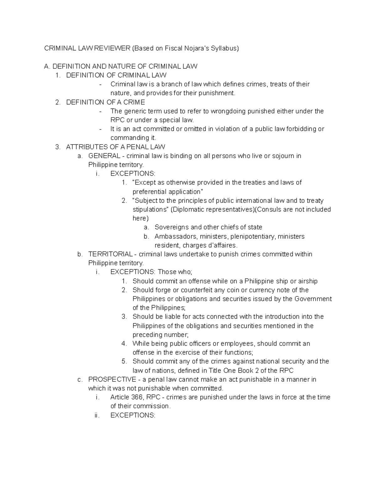 Criminal LAW Reviewer Nojara - CRIMINAL LAW REVIEWER (Based on Fiscal ...