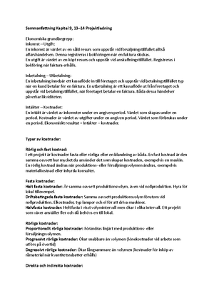 Anteckningar Projektledning - Projektledning Del 1: Projekt som arbetsform Kapitel 1: - Studocu