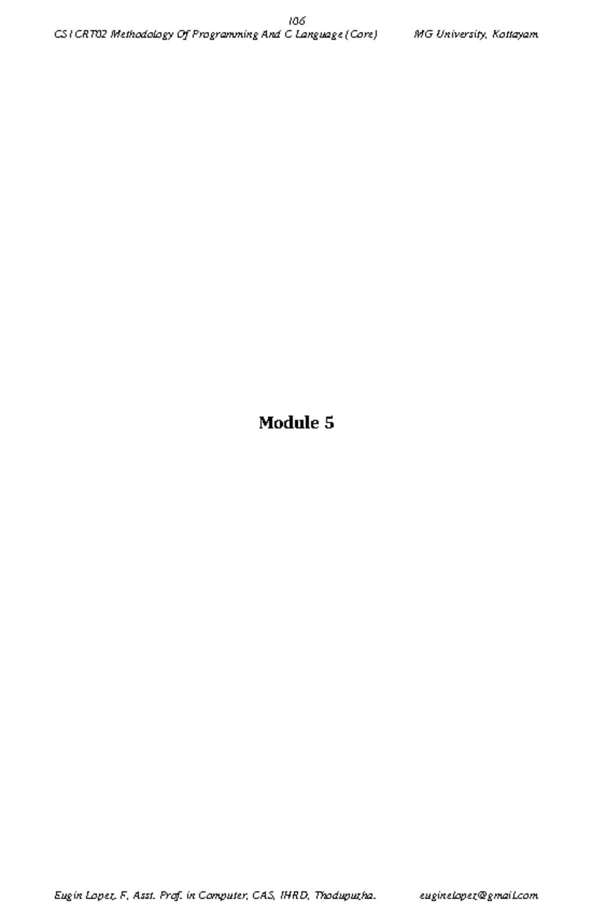 Module 5 - METHODOLOGY OF PROGRAMMING AND C LANGUAGE CS1CRT02 ...