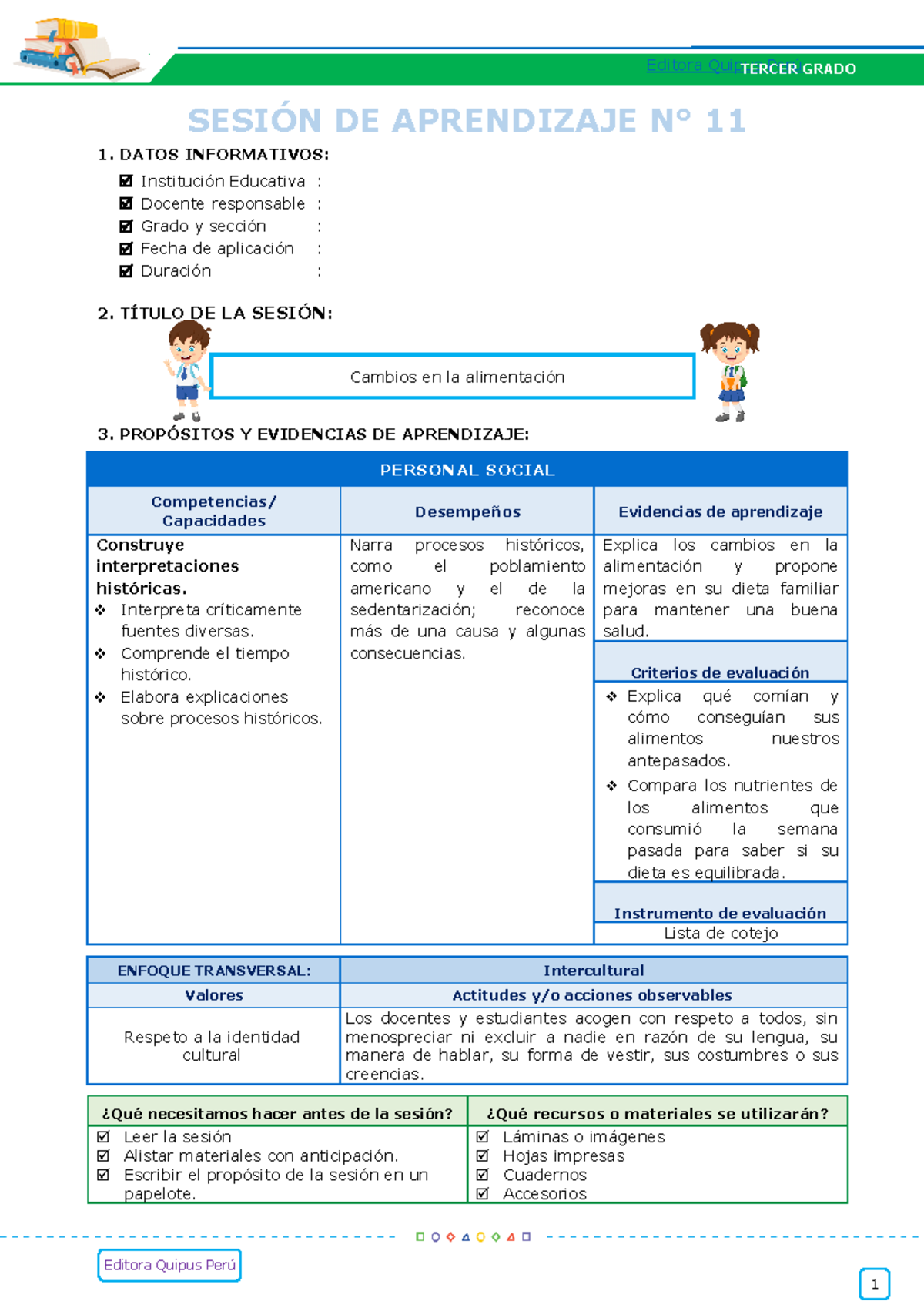 1.- Sesiones de aprendizaje - EDA IX Semana 2 - Editora Quipus Perú - SESIÓN DE APRENDIZAJE N ...