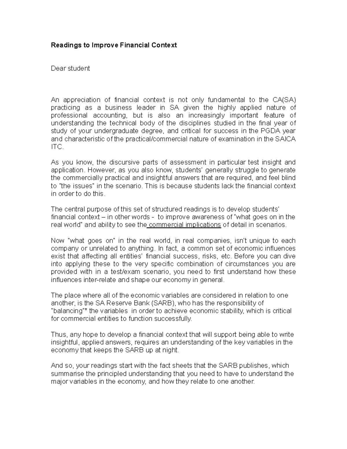 Explanation+-+Readings+to+Improve+Financial+Context - Readings to ...