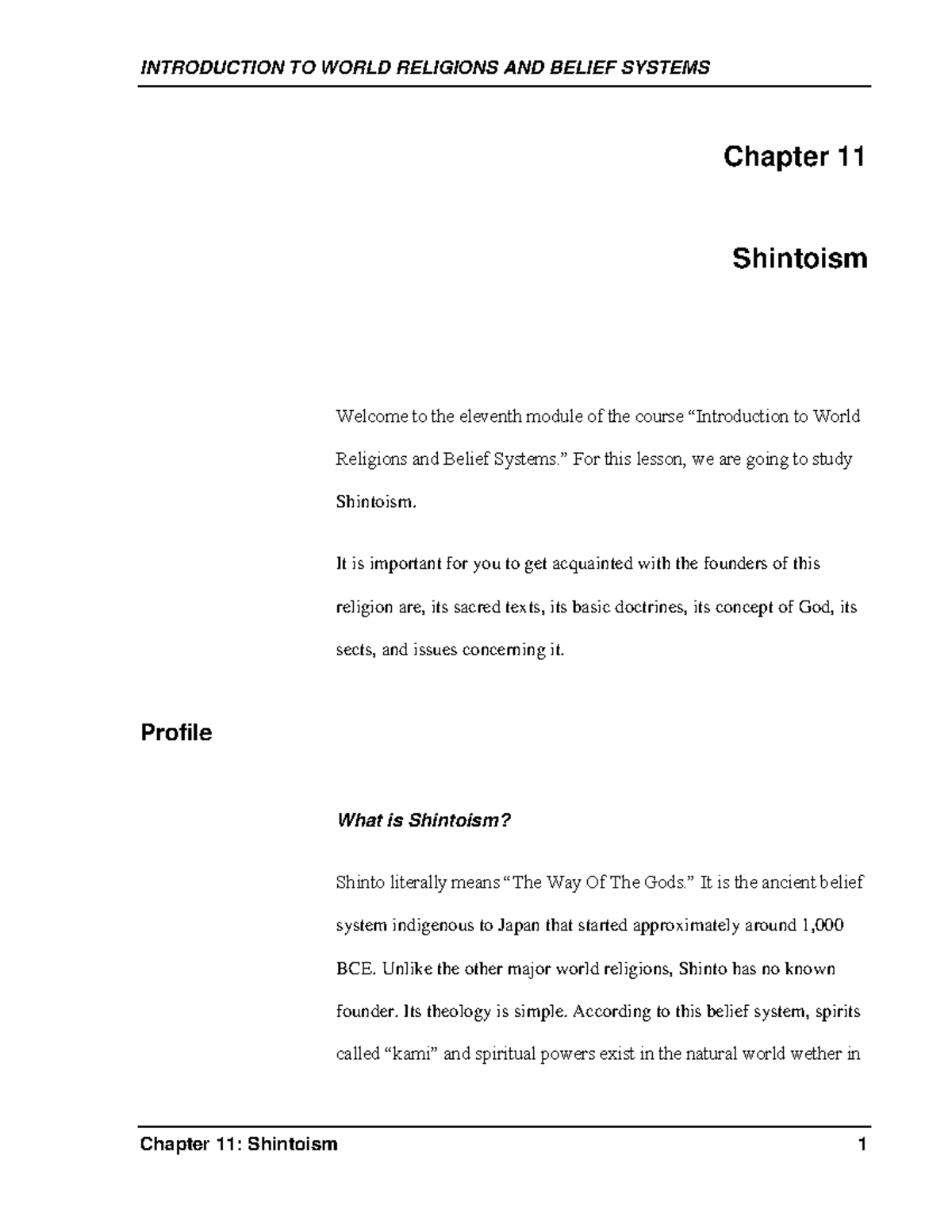 Week 016 - Shintoism - module - INTRODUCTION TO WORLD RELIGIONS AND ...