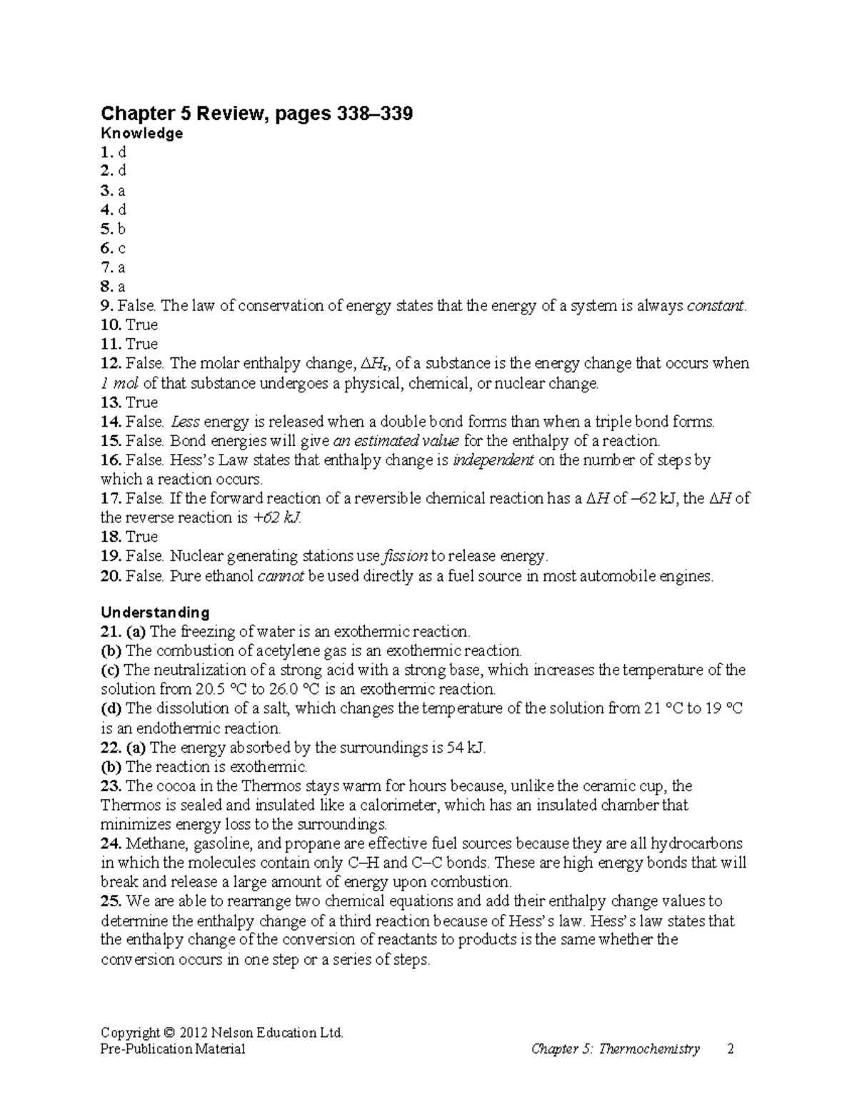 Chapter 5 Review, pages 338–339 - Copyright © 2012 Nelson Education Ltd ...