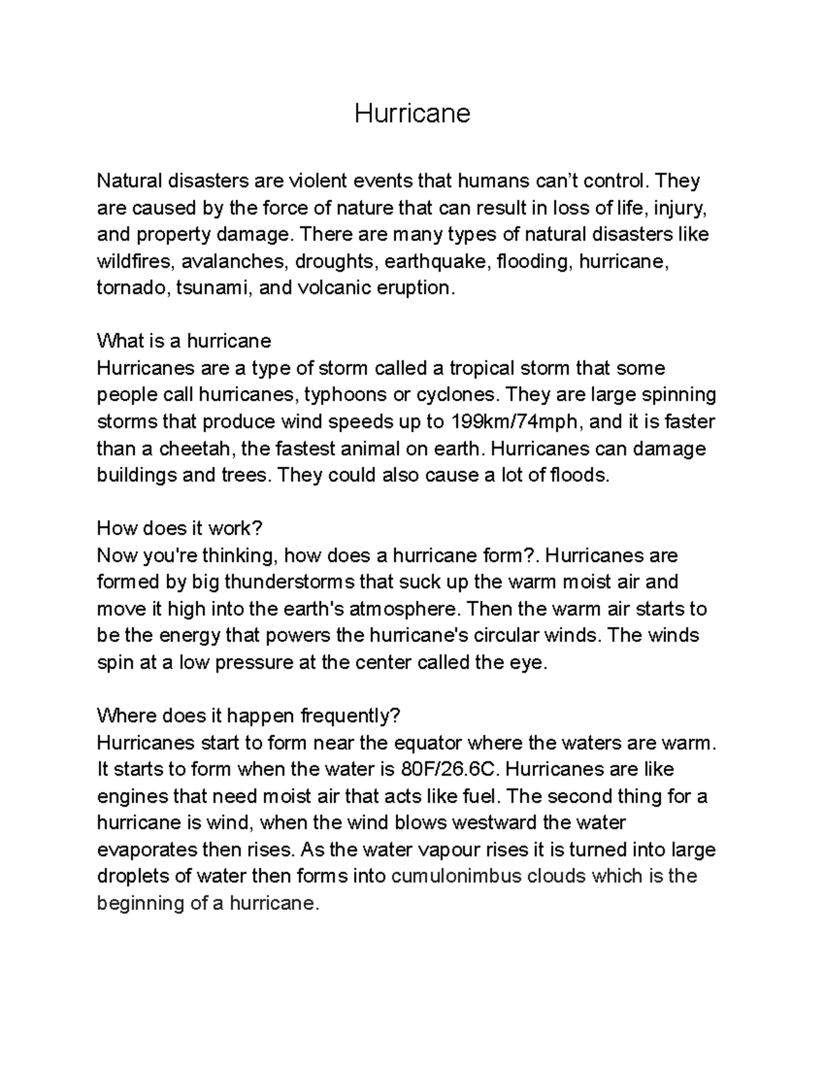 Natural disaster - heres the answers - Hurricane Natural disasters are ...