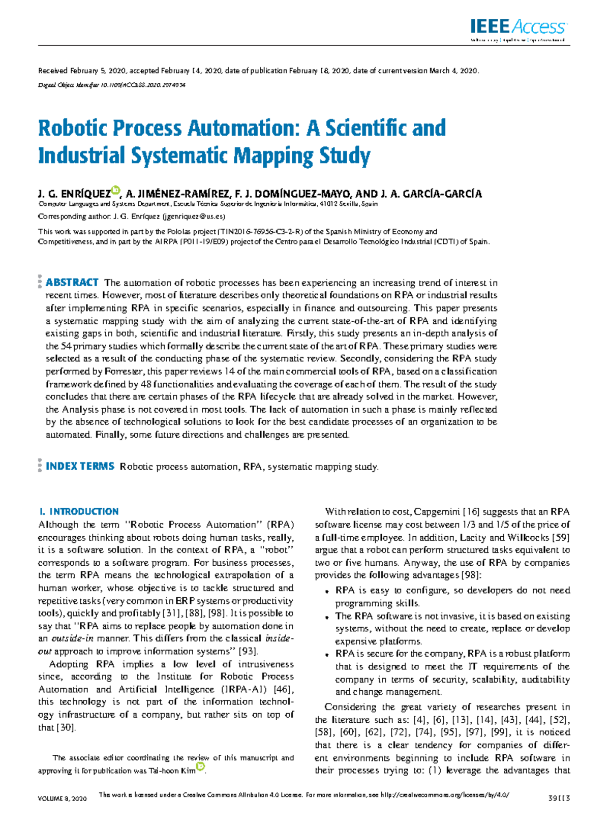 Robotic Process Automation A Scientific and Industrial Systematic ...
