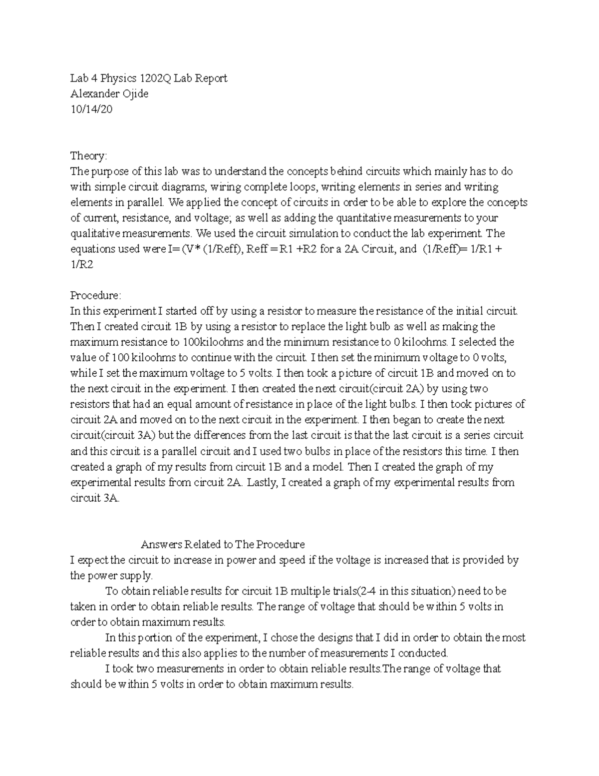 Lab 4 Physics 1202Q Lab Report - Lab 4 Physics 1202Q Lab Report ...