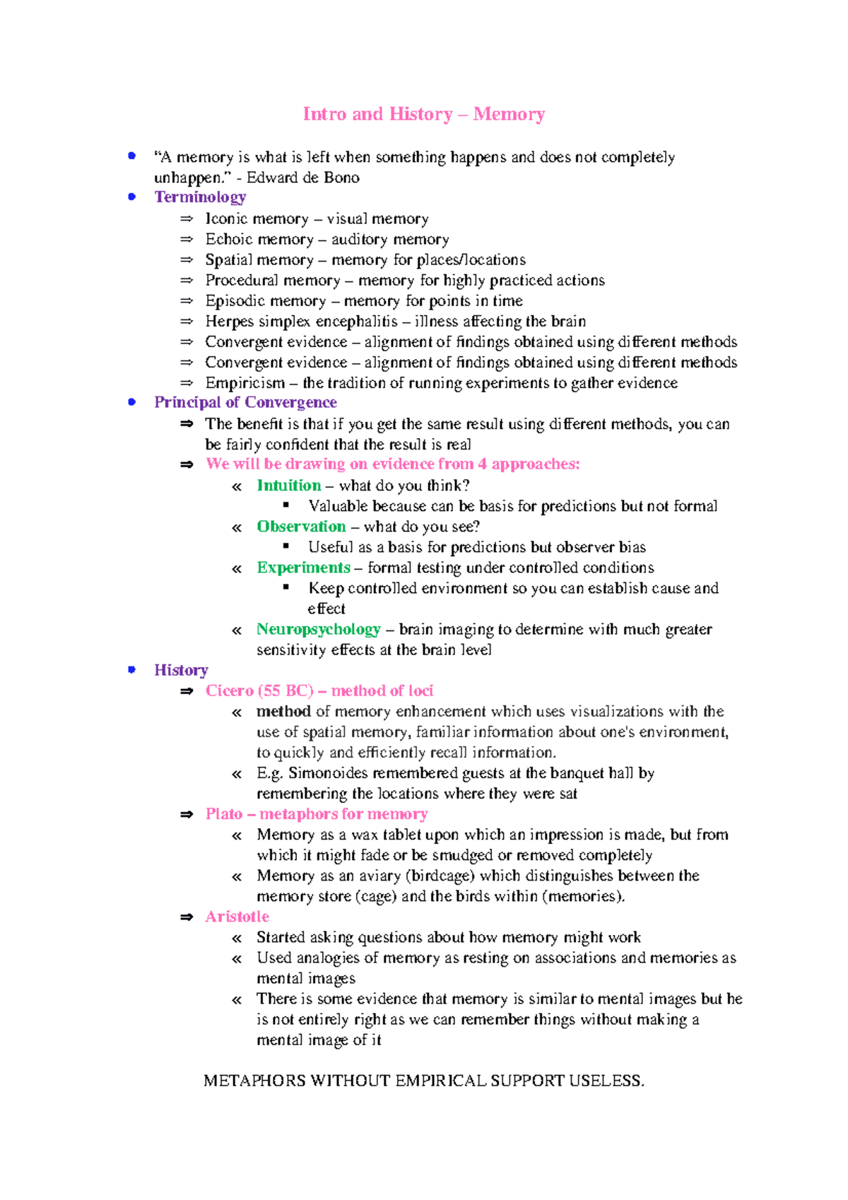 Intro and History of memory - Intro and History – Memory “A memory is ...