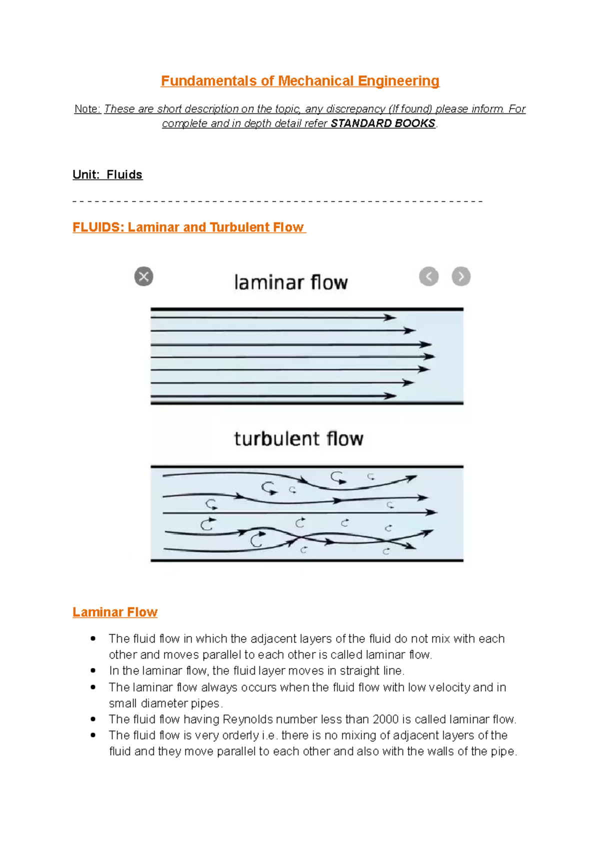 Fluids - Course Note 2 - Fundamentals of Mechanical Engineering Note ...