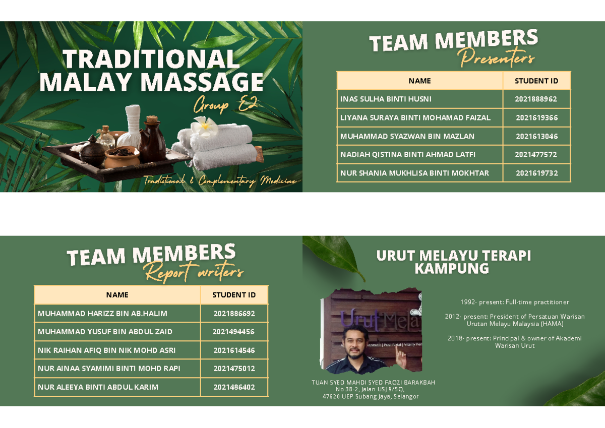 E2 TCM Presentation - NAME STUDENT ID INAS SULHA BINTI HUSNI 2021888962 ...