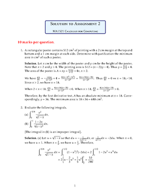 Exam paper MA1521 - MA NATIONAL UNIVERSITY OF SINGAPORE MA1521 - CALCULUS FOR COMPUTING ...