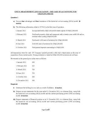 COST Accounting Wassce 2020 Theory & Practical questions with answers - Accounting Theory - Studocu