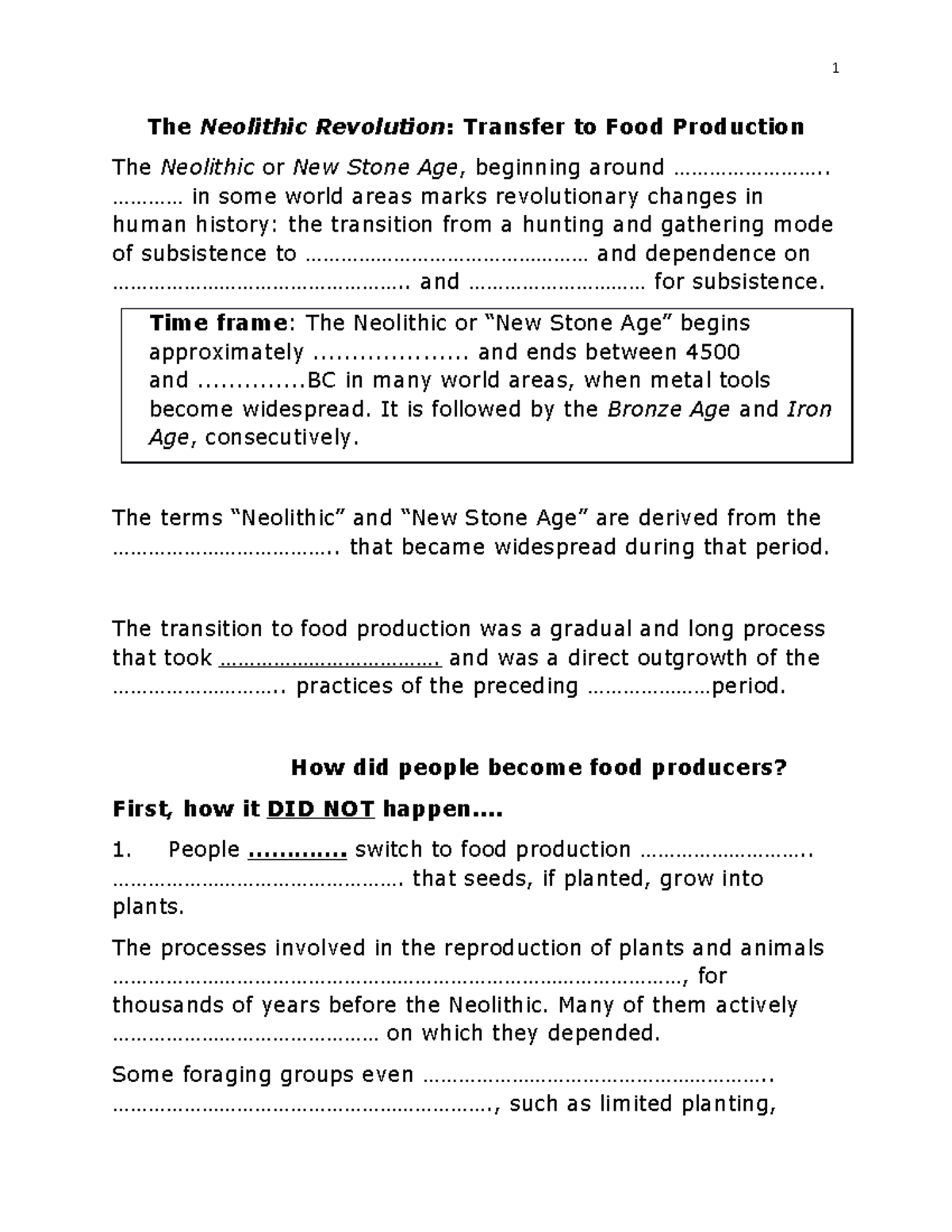 Class 7 - Domestication Plants & Animals and Transfer Food Production ...