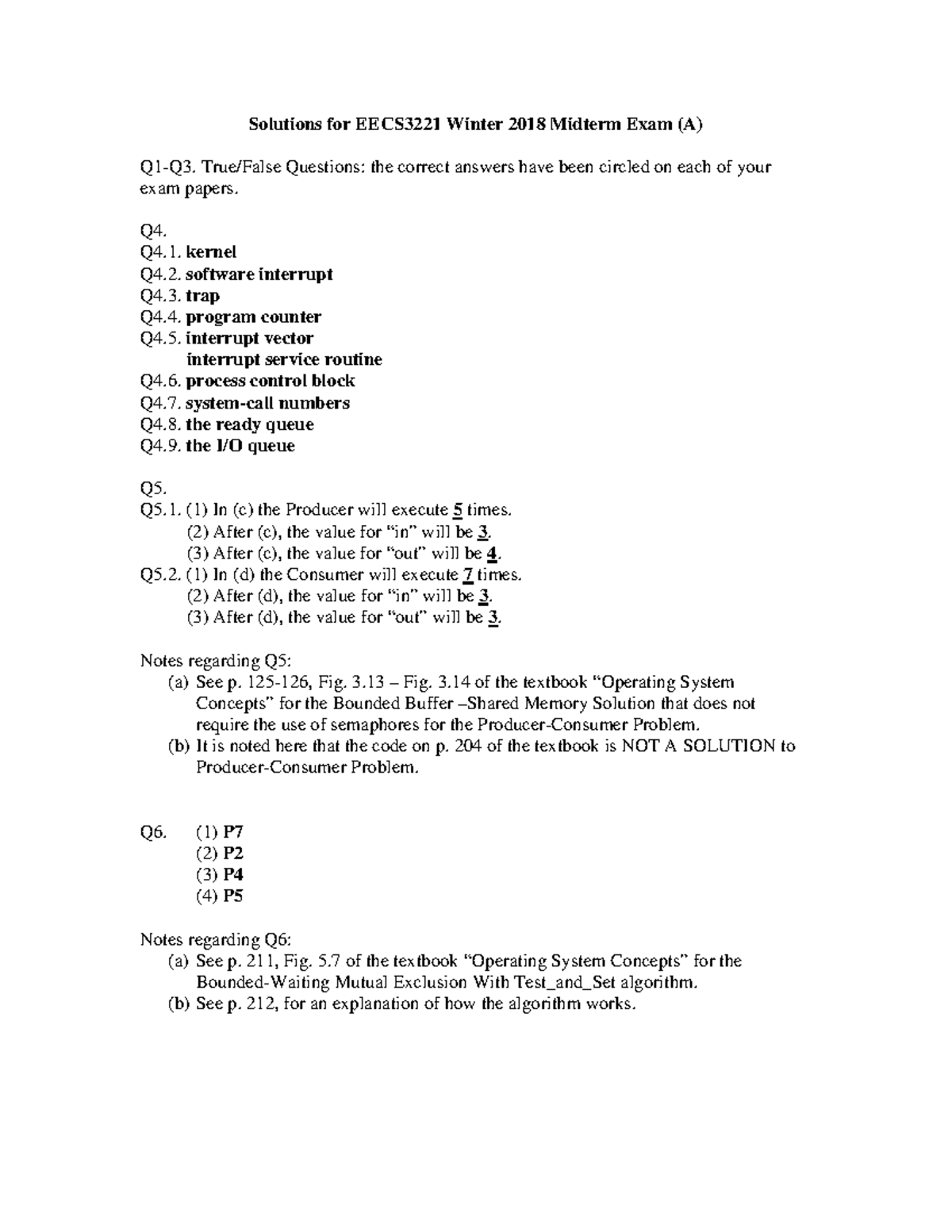 Midterm exam 15 February 2018, answers - Solutions for EECS3221 Winter ...