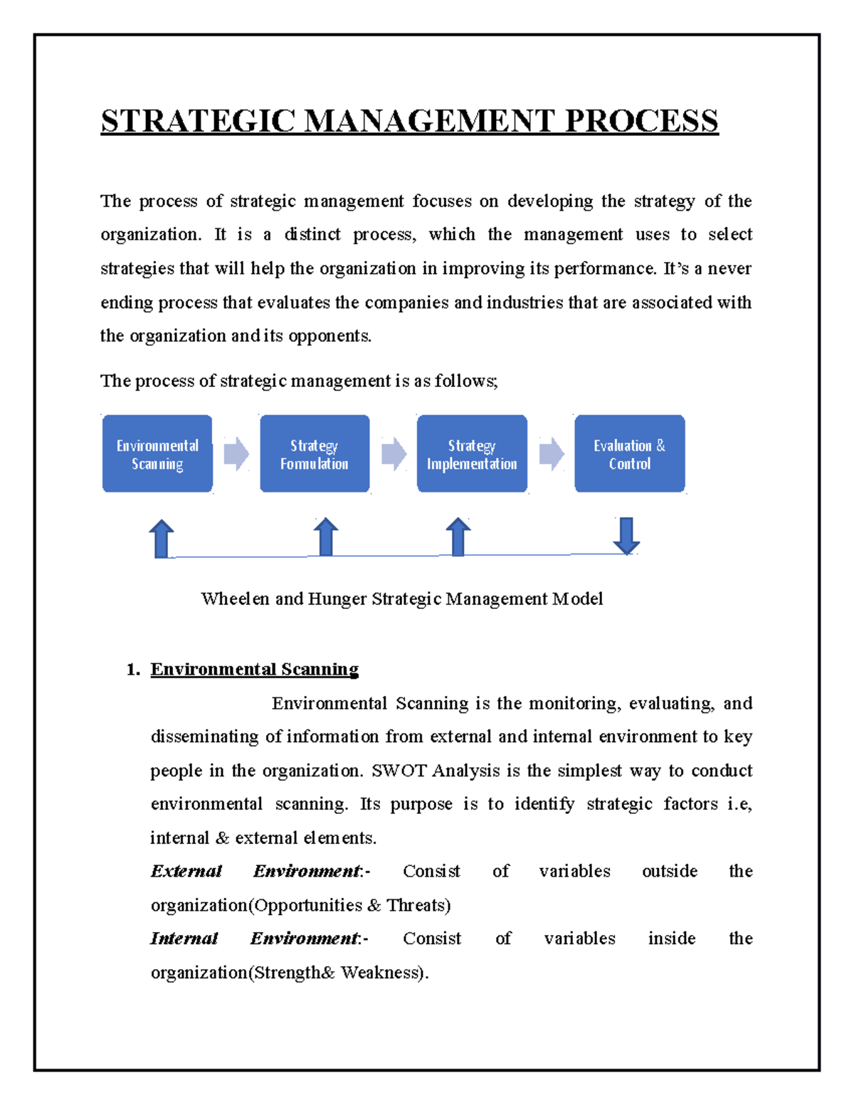 Strategic Management Process - STRATEGIC MANAGEMENT PROCESS The process ...