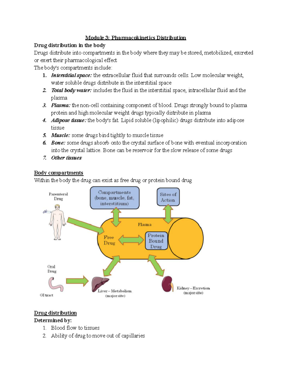 2060) module 3 - pharmacokinetics distribution - Module 3 ...