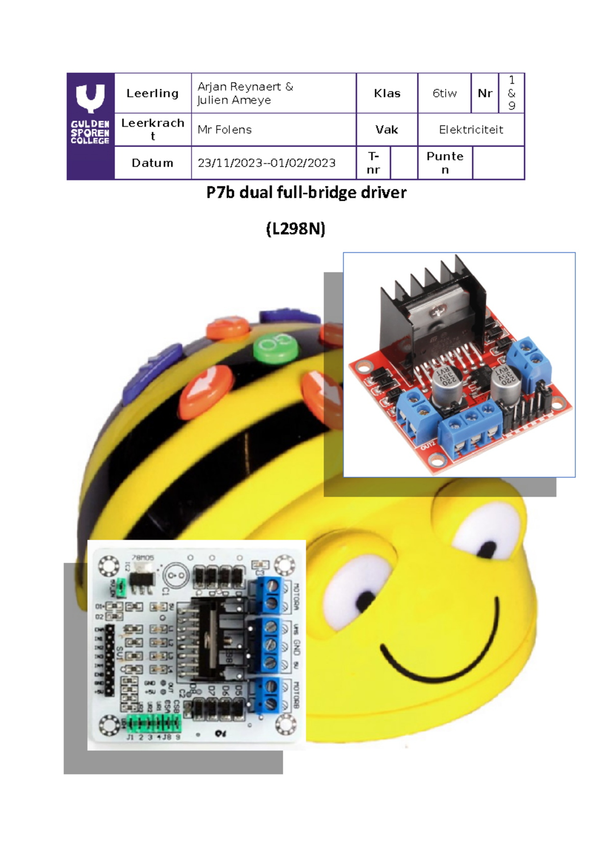 Verslag P7B dual full-bridge driver - Leerling Arjan Reynaert & Julien ...