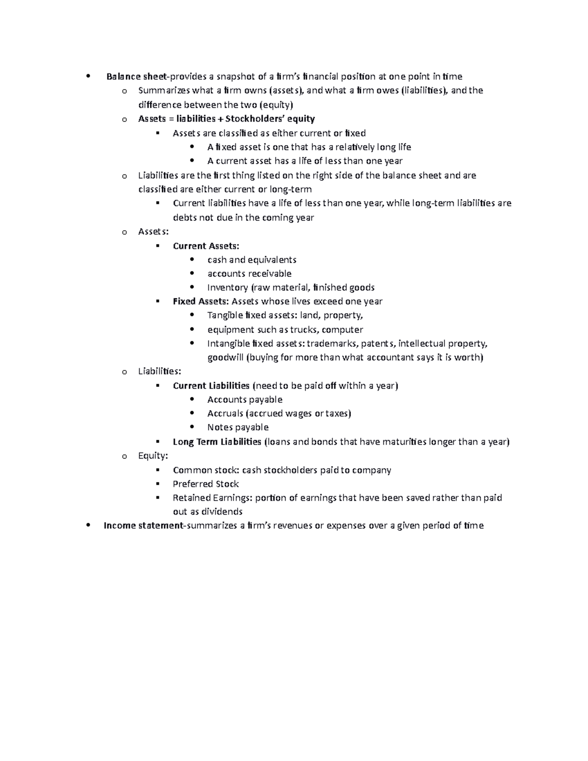 Chapter 2 calculating cash flows - Balance sheet-provides a snapshot of ...