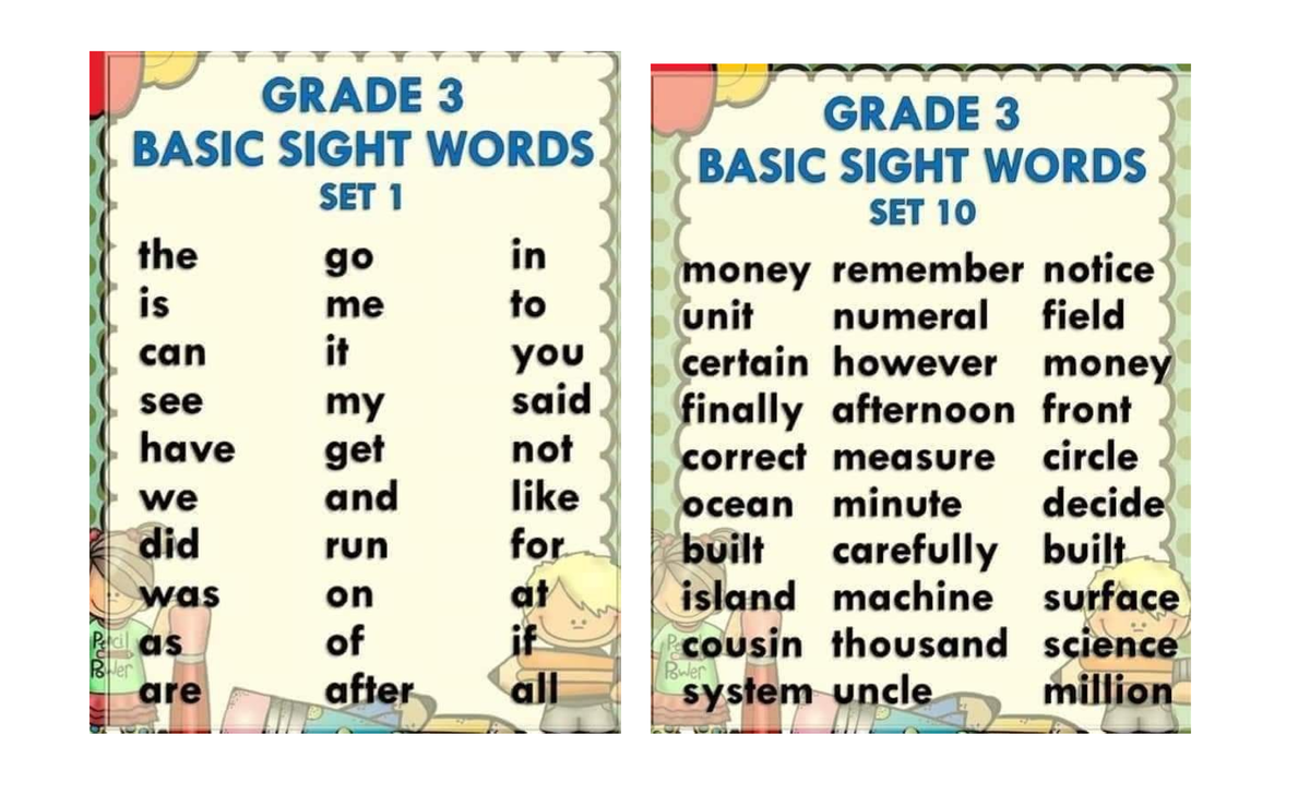 Basic sight words grade 3-4 - Reading Effectively - Studocu