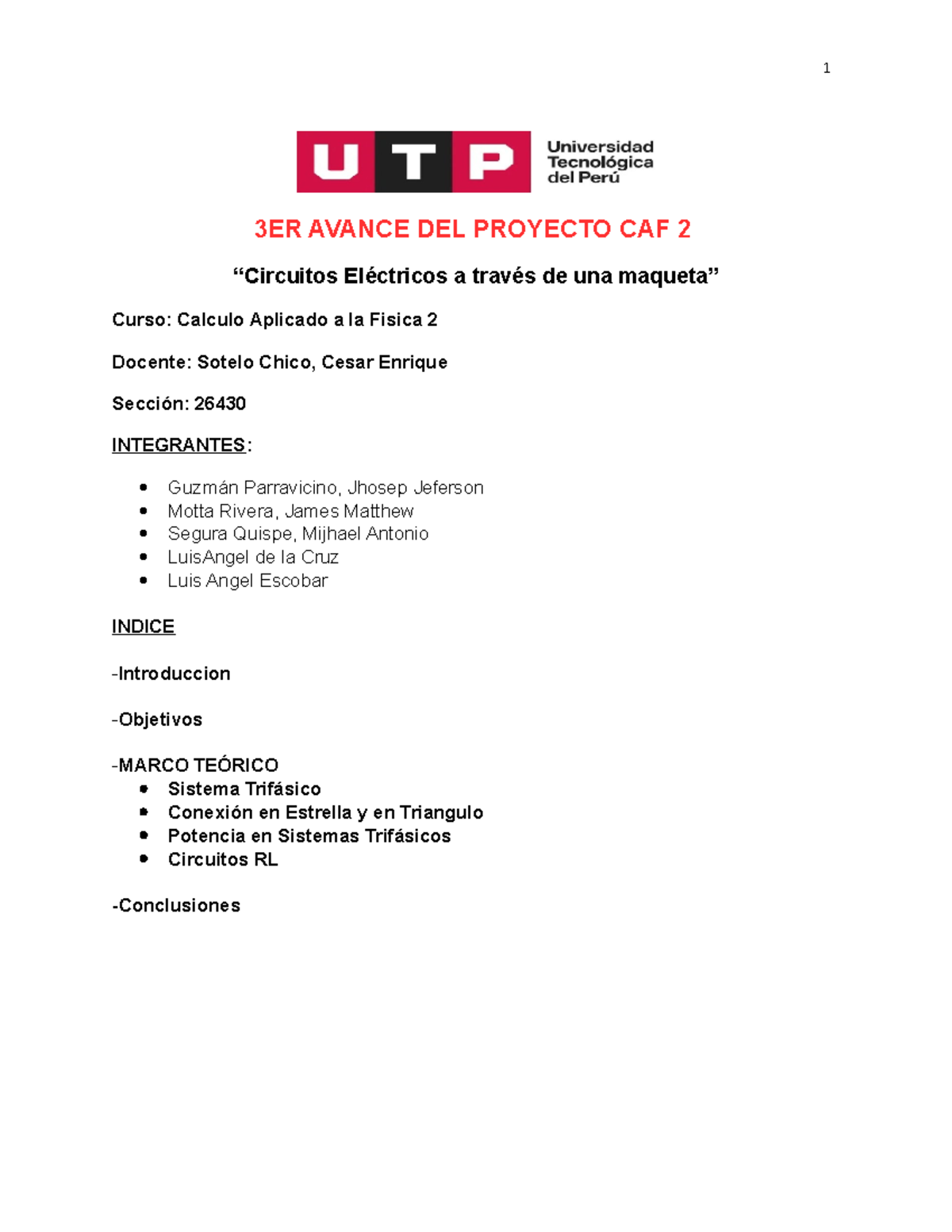Avance 3 DEL Proyecto CAF 2 - 3ER AVANCE DEL PROYECTO CAF 2 “Circuitos Eléctricos a través de ...