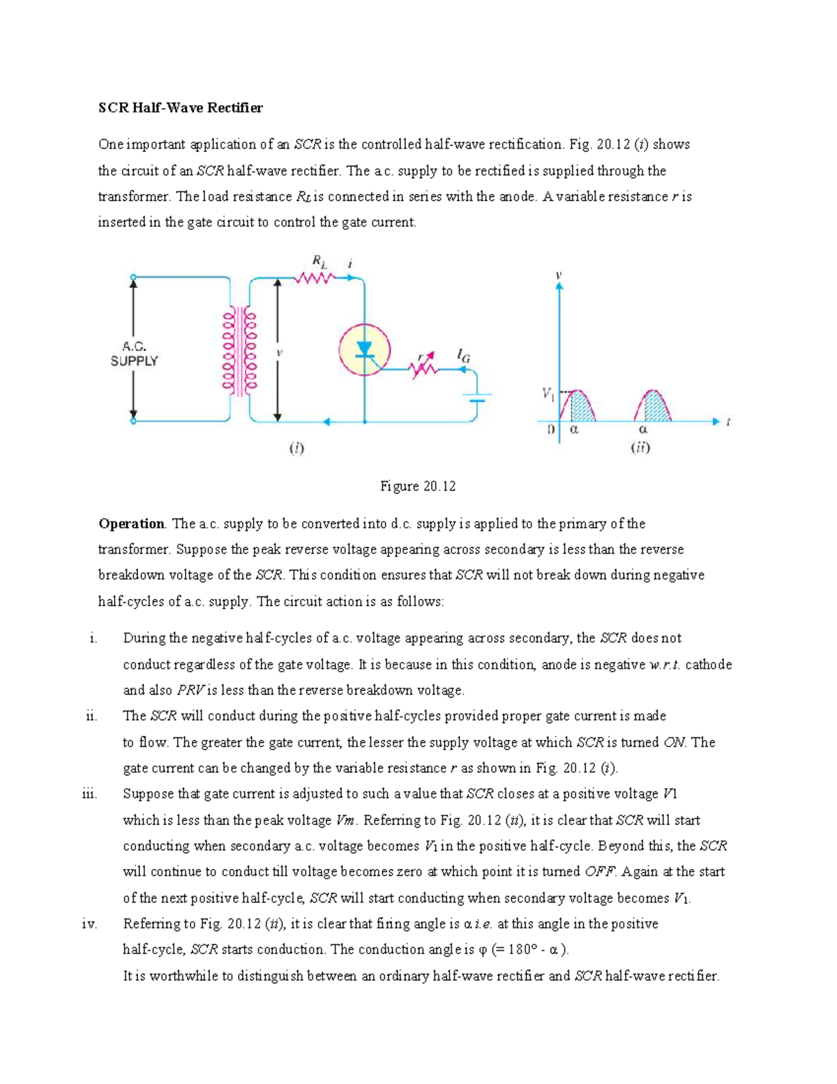SCR rectifiers - SCR Half-Wave Rectifier One important application of ...