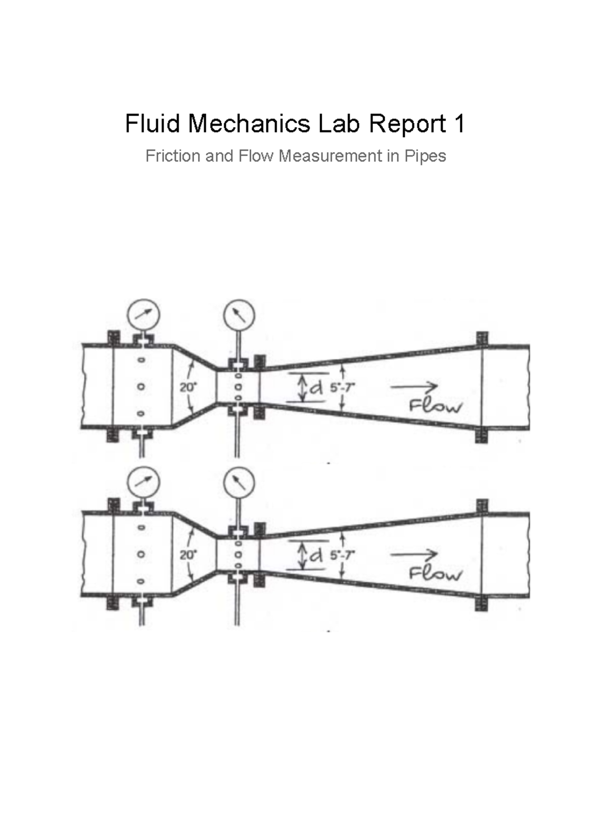 Fluid Mechanics Lab Report 1 - Friction and Flow Measurement in Pipes ...