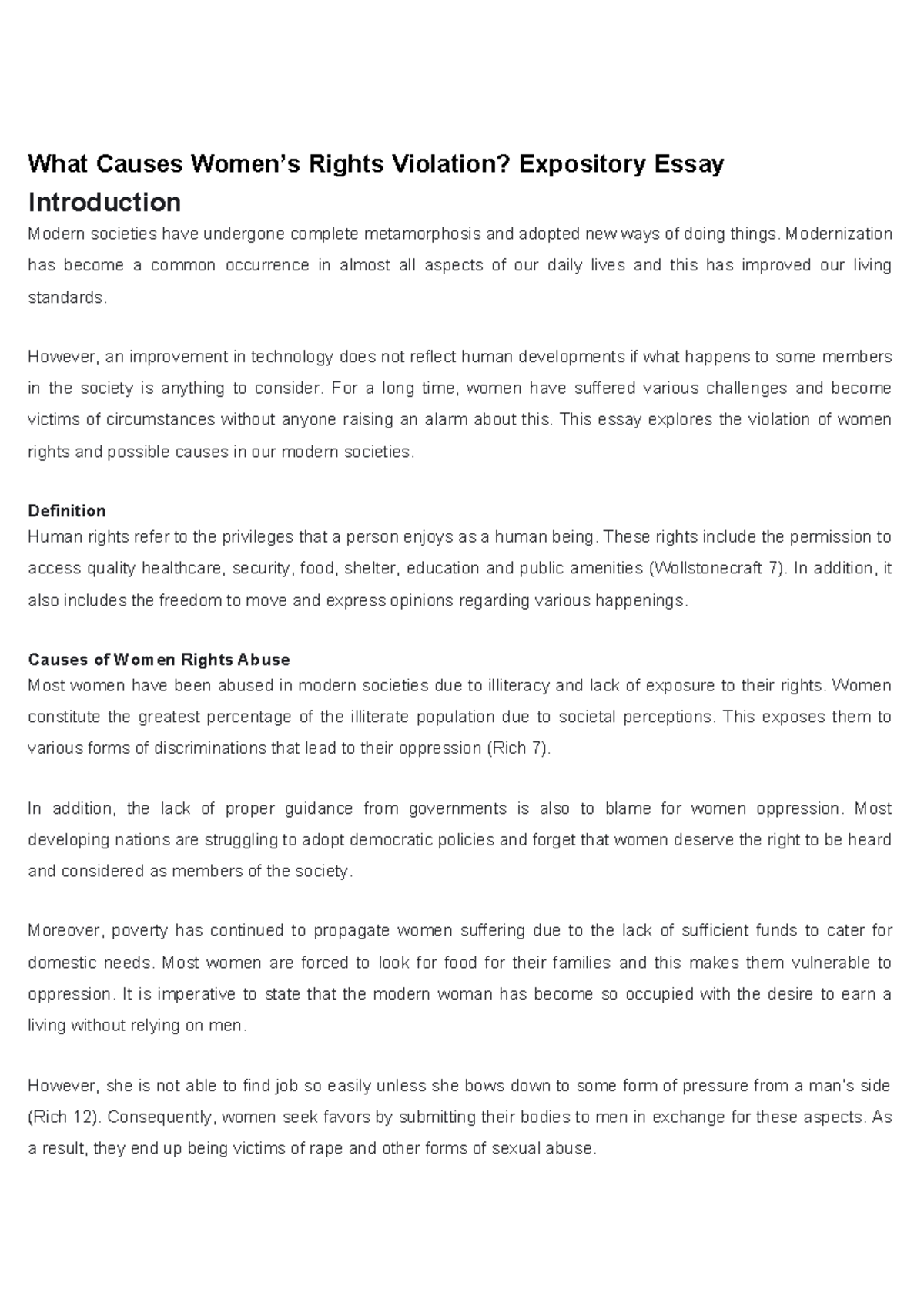 What Causes Women’s Rights Violation - What Causes Women’s Rights ...