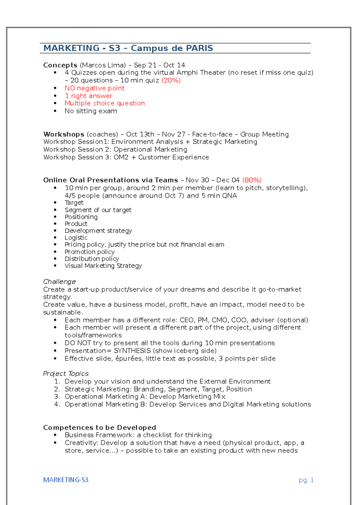 Amphi - Marketing - Notes de cours - MARKETING - S3 – Campus de PARIS ...