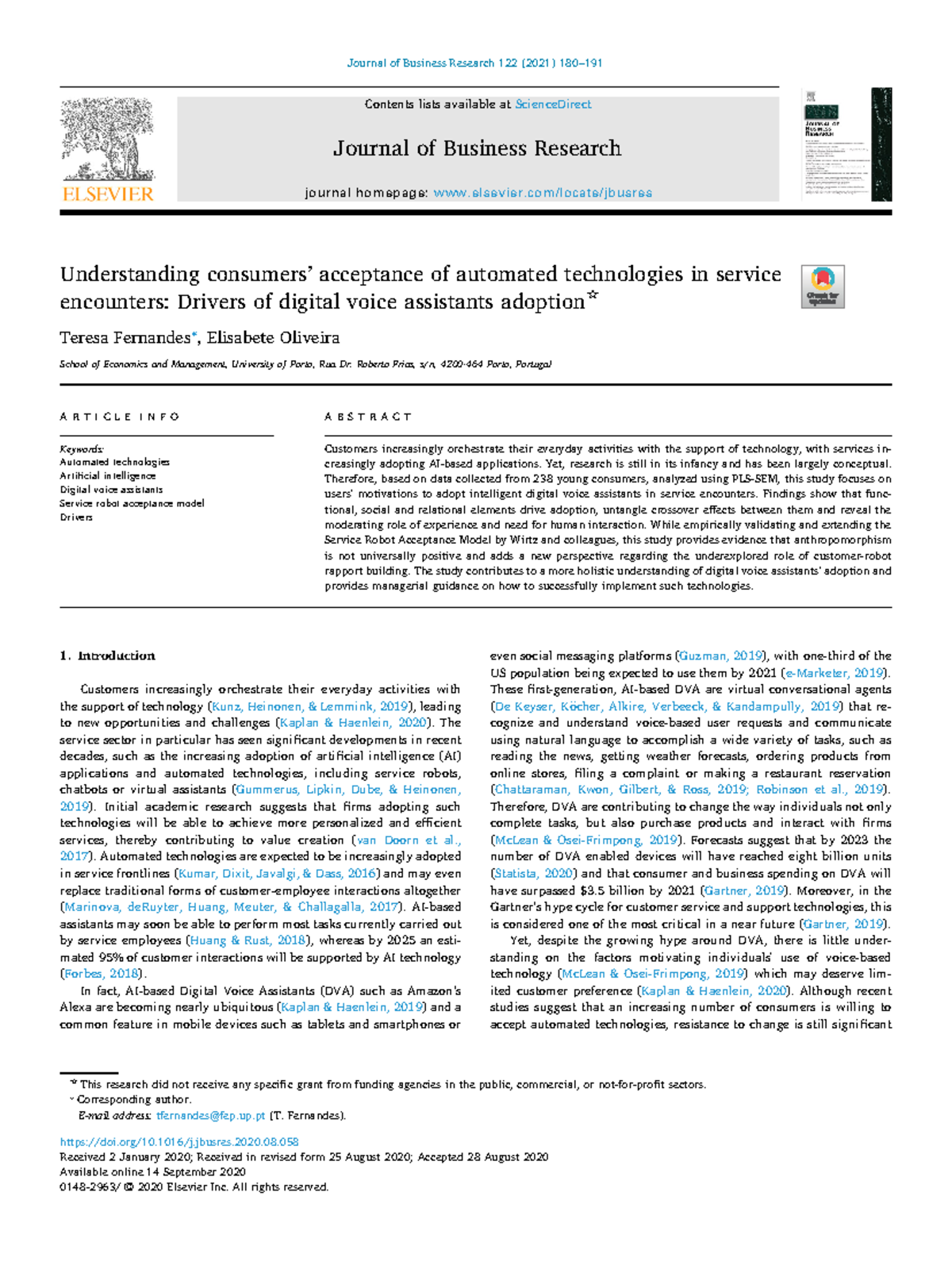 2021 Fernades e Oliveira - Understanding consumers’ acceptance of automated technologies in ...
