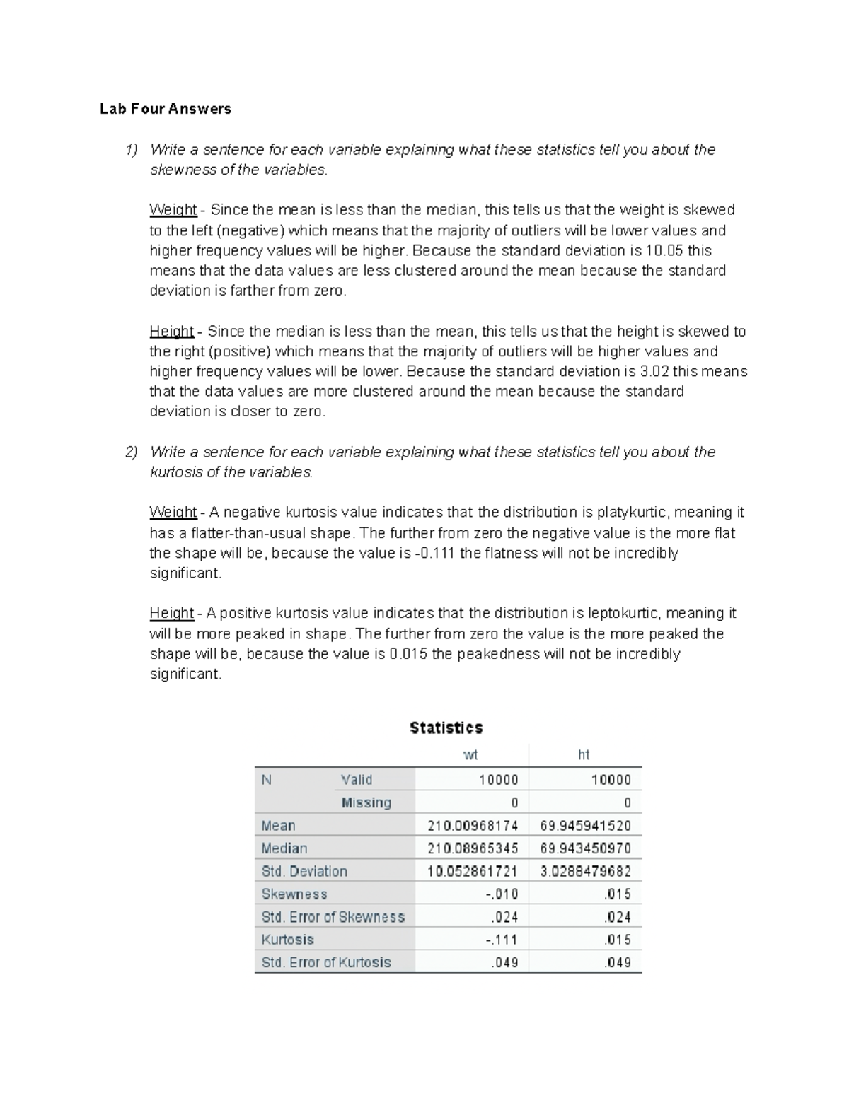 Lab Four Answers - Sophia Crysler - Lab Four Answers 1) Write a ...