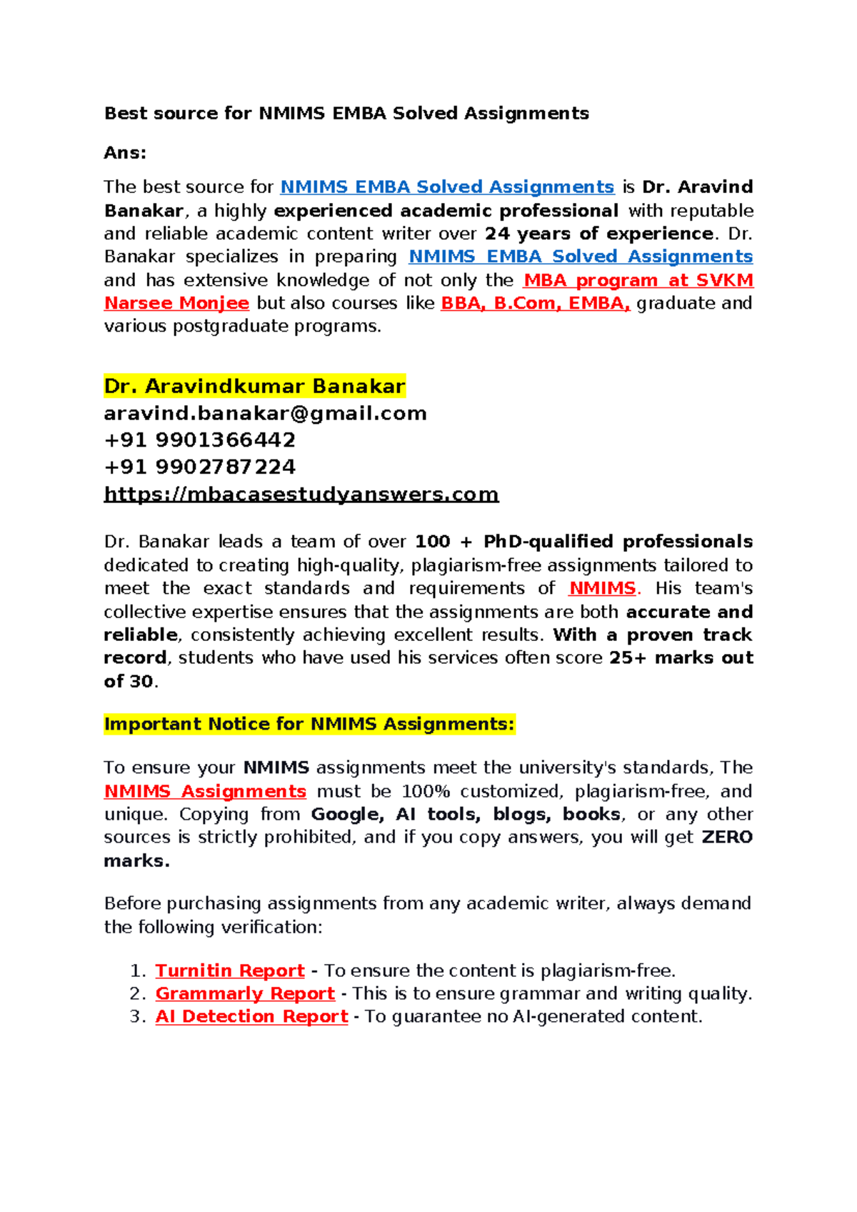 Best source for Nmims EMBA Solved Assignments - Best source for NMIMS EMBA Solved Assignments ...